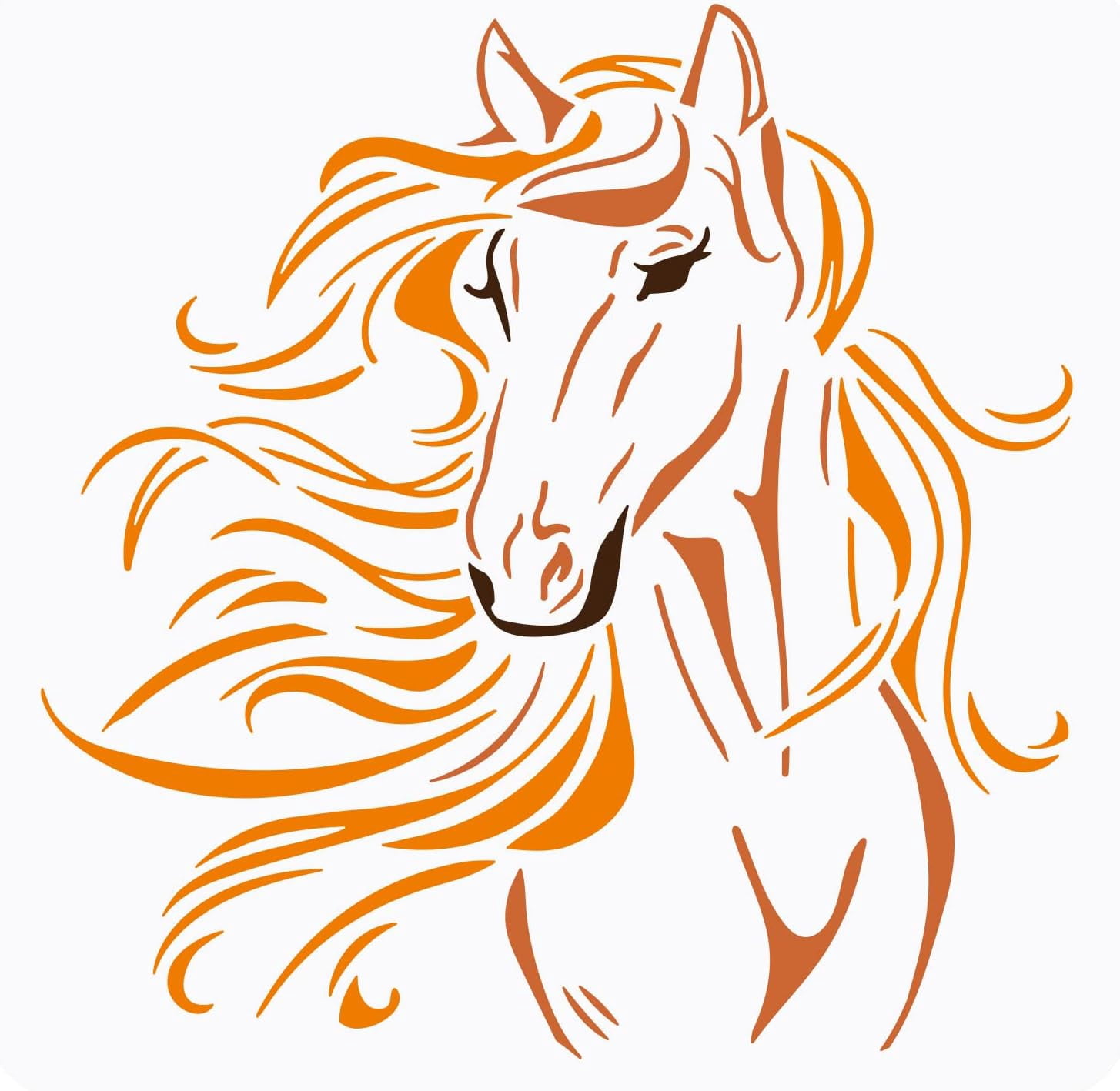 Beautiful Horse Painting Stencil 11.8x11.8 inch Hollow Out Horse Head ...