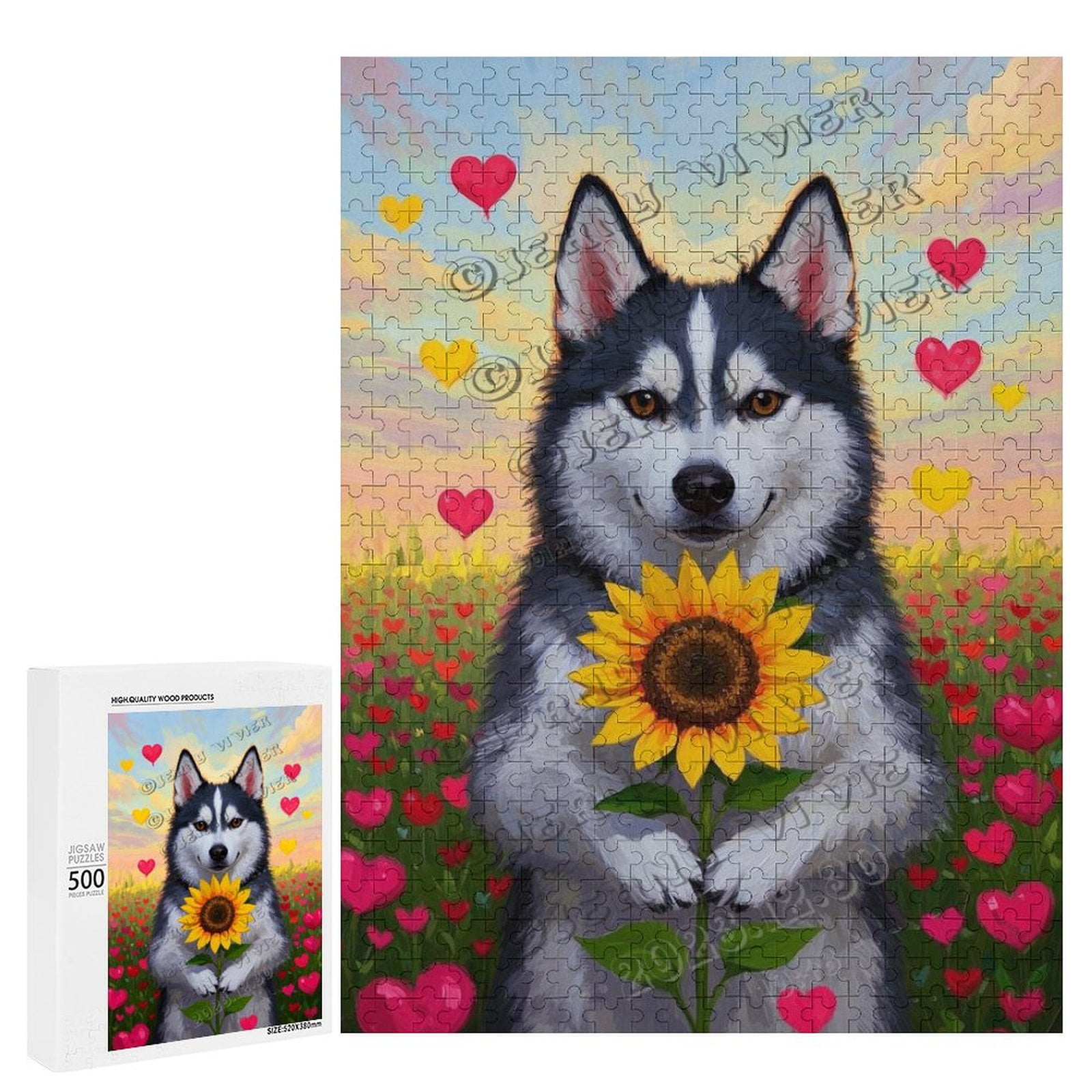 Beautiful Husky Puzzle – 500 pcs Wooden Jigsaw for Adults – Perfect for ...