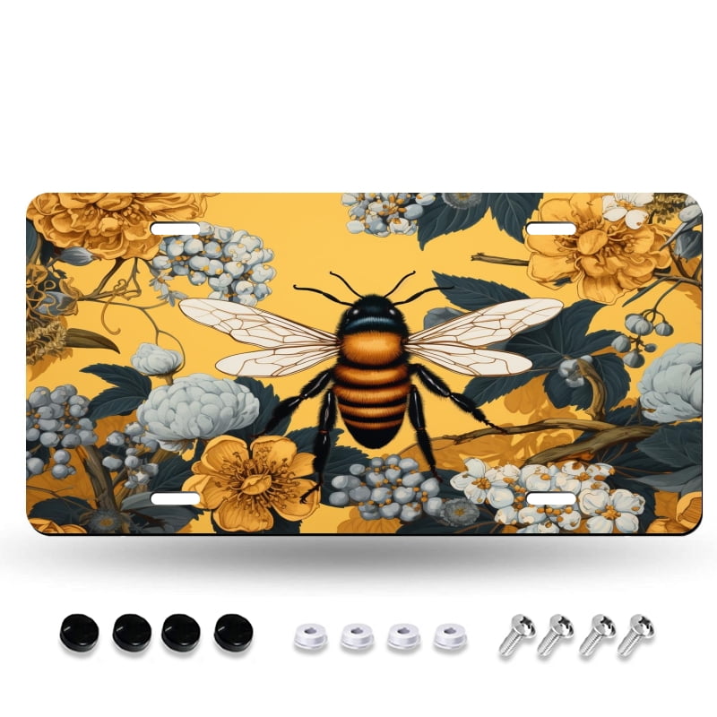 Beautiful Illustration of Enchanting Bee Surrounded by Flowers License ...