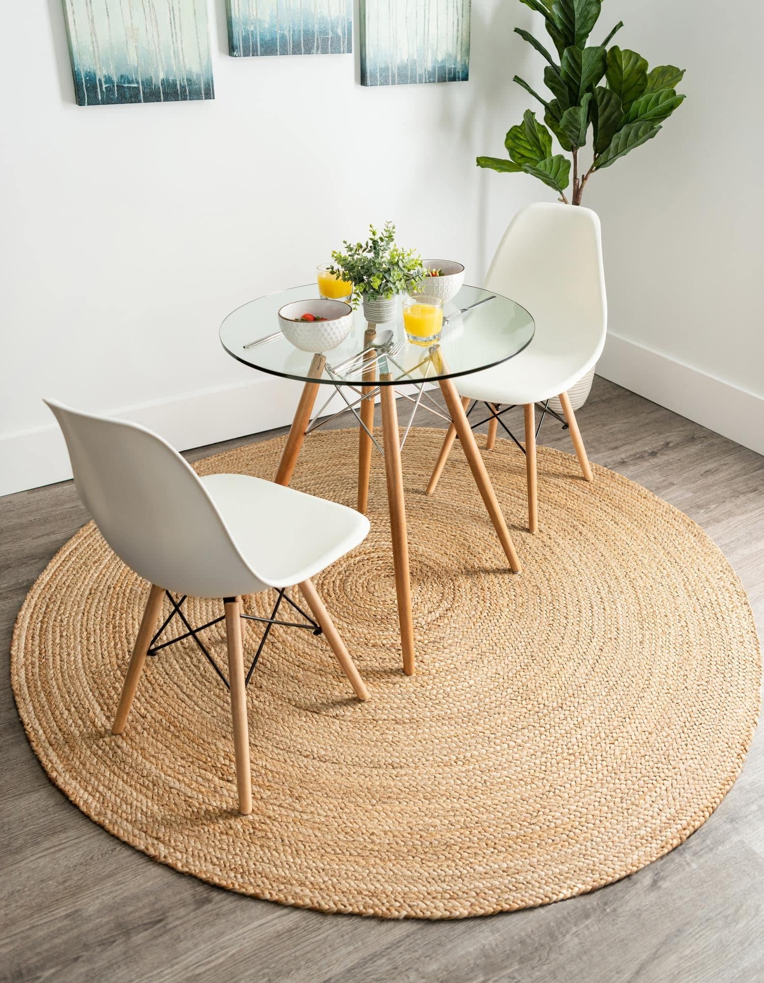 Beautiful Indian Handmade Braided Pure Natural Jute Area Rug Size - 7 x ...