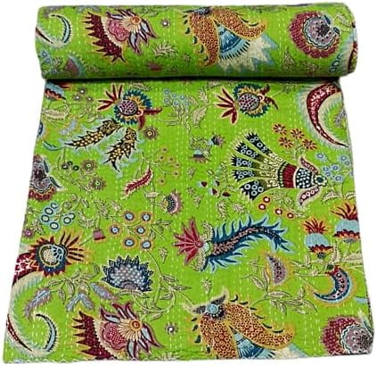 Beautiful Indian Handmade Cotton Kantha Quilt,Kantha Gudri, Floral with ...