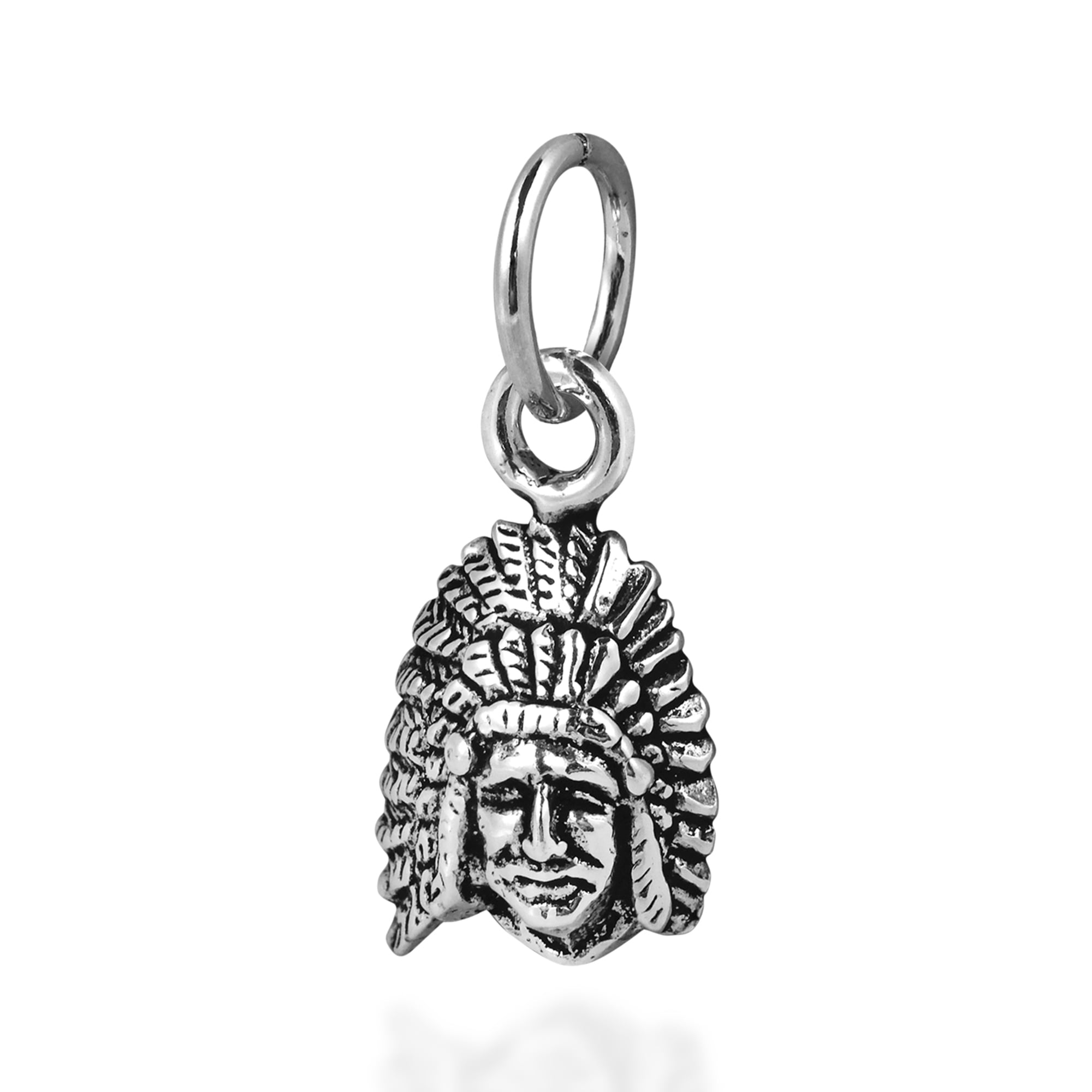 Beautiful Indian Style Chief Head Sterling Silver Charm Pendant ...