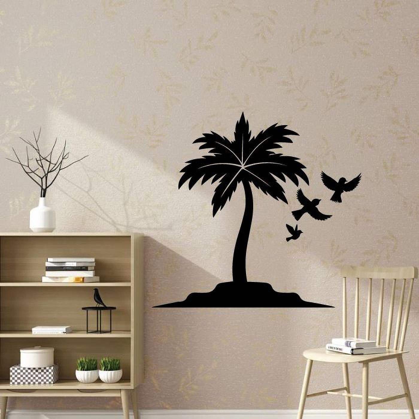 Beautiful Island Ocean View Coconut tree Trees Birds Calm Flying Vinyl ...