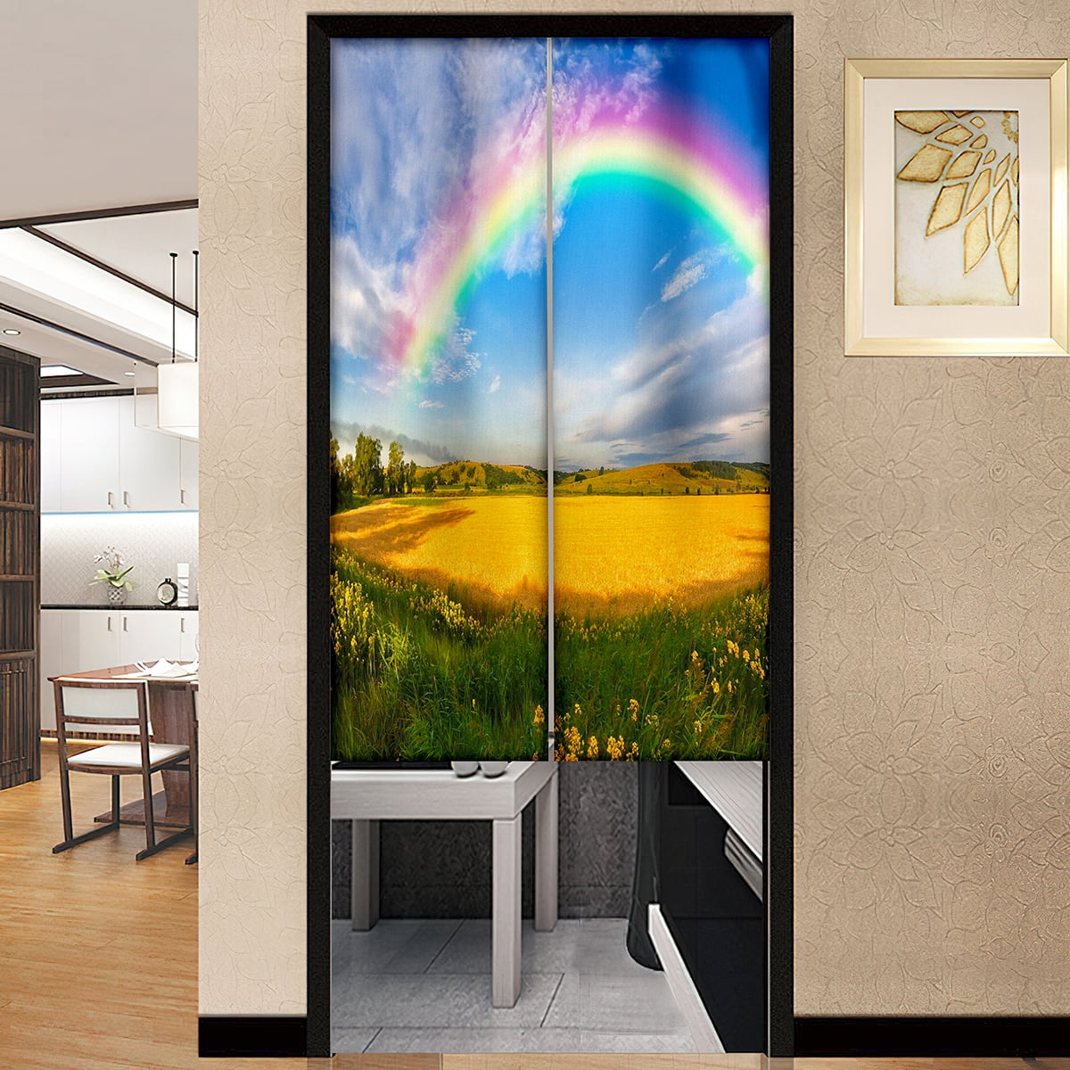 Beautiful Island Printed Japanese Door Curtain Kitchen Partition Drapes ...