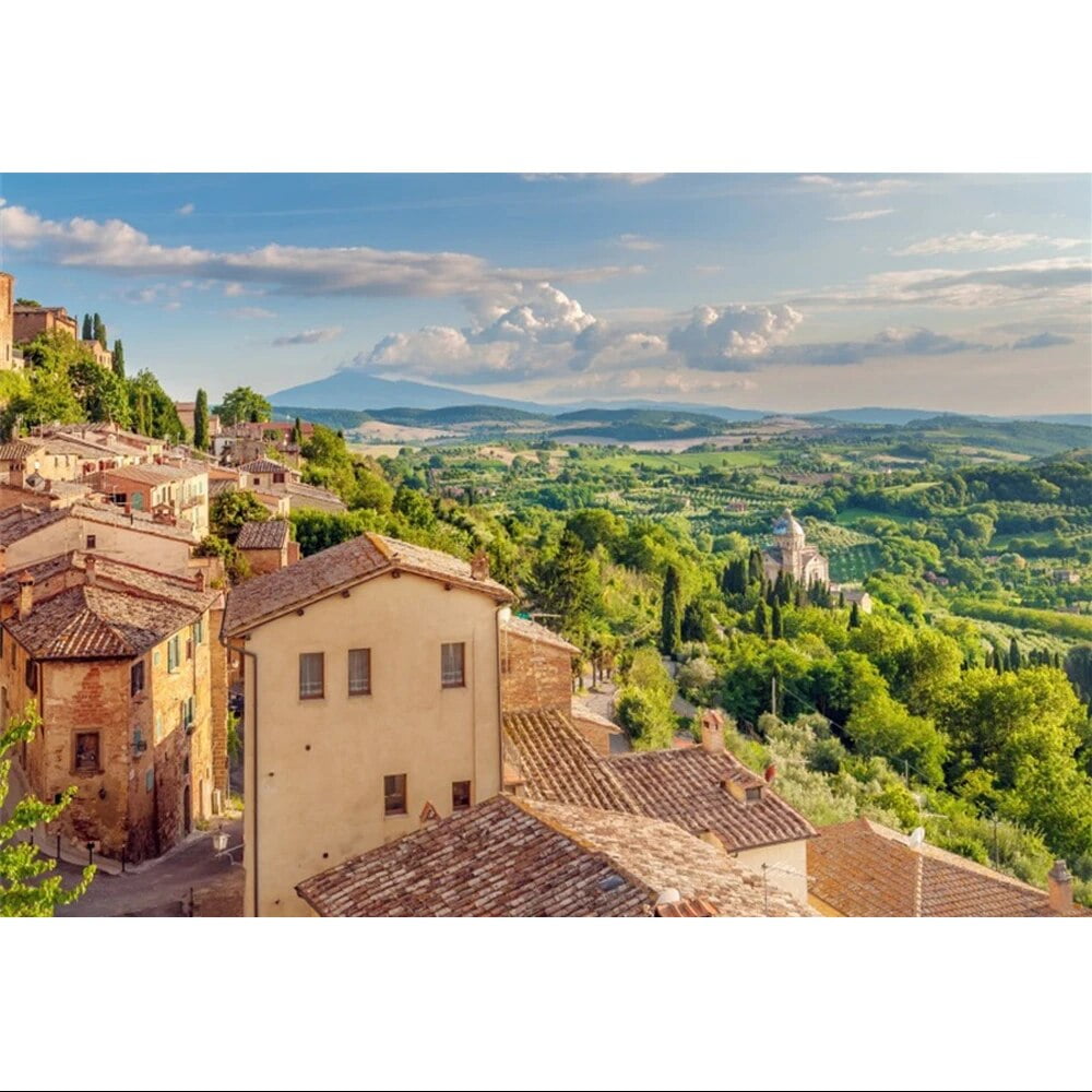 Beautiful Italy Dolomites Valley Scenery Backdrop Blue Sky Clouds High ...
