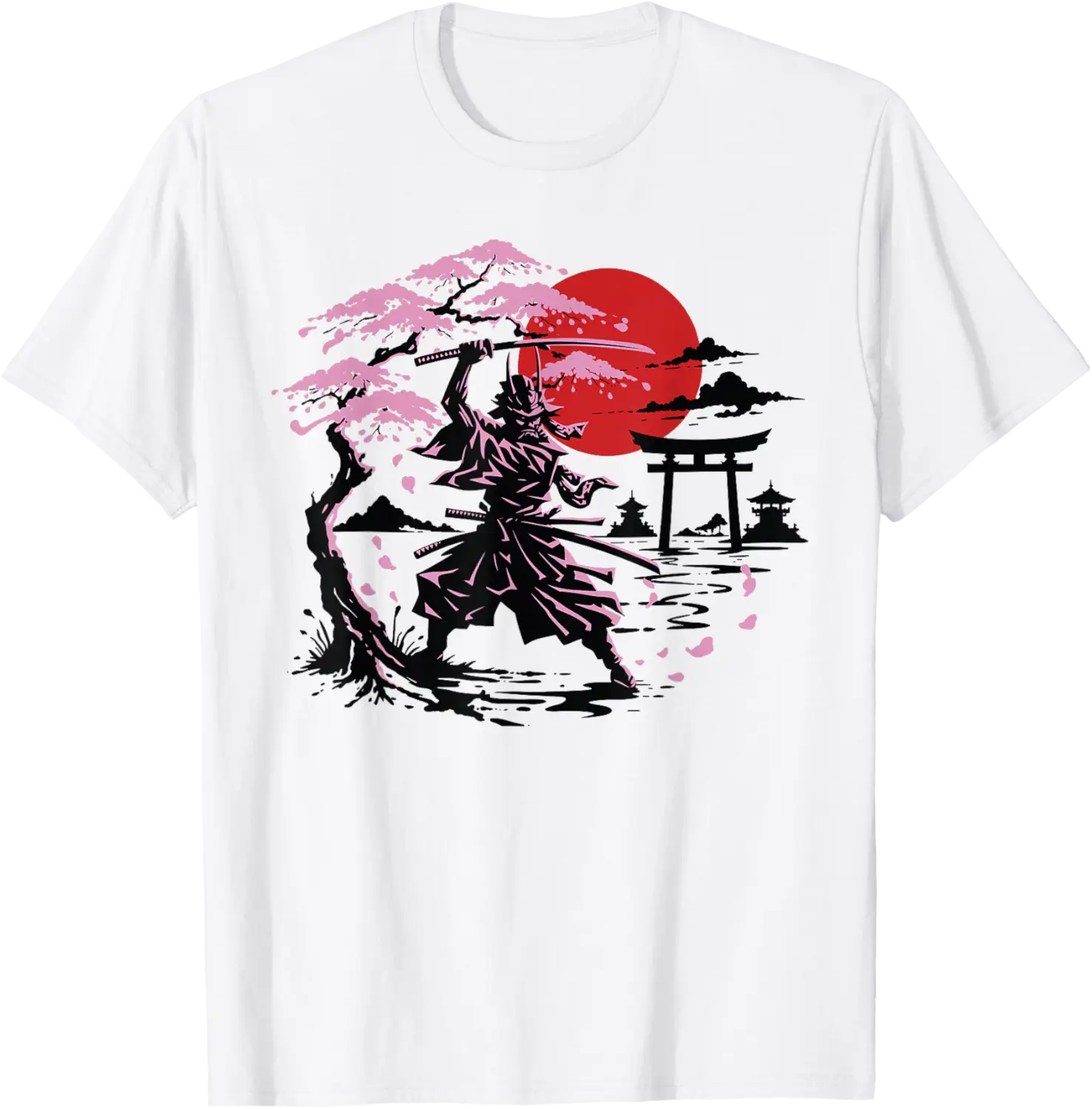 Beautiful Japanese Art Cherry Blossom Sakura Samurai Japan T-Shirt ...