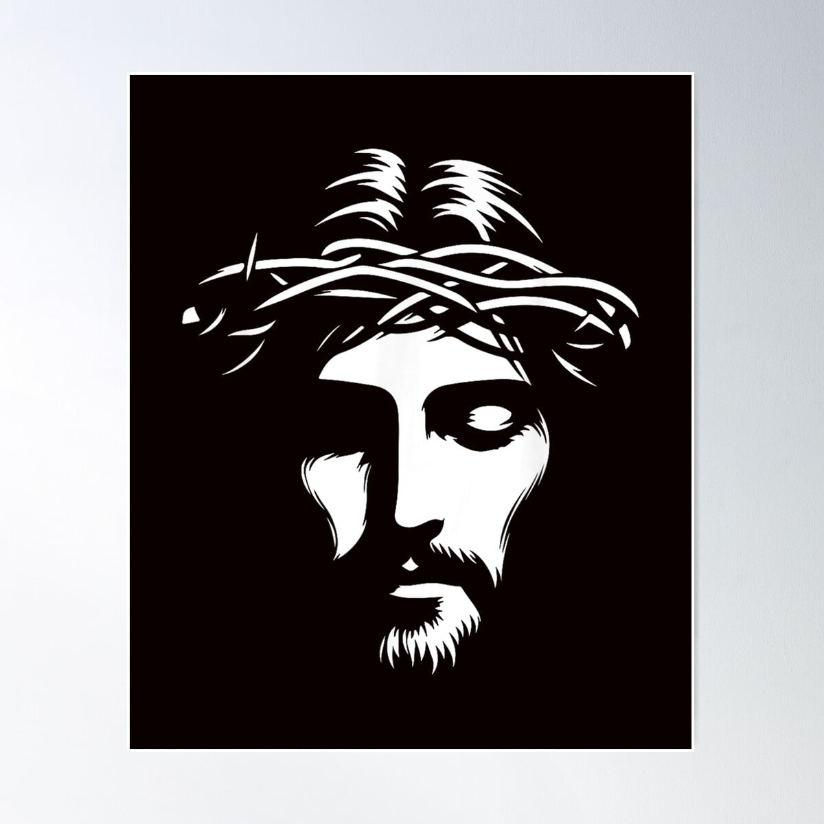 Beautiful Jesus Face Crown Of Thorns Christian Faith Peace Poster Wall Art, Modern Wall Decor ...