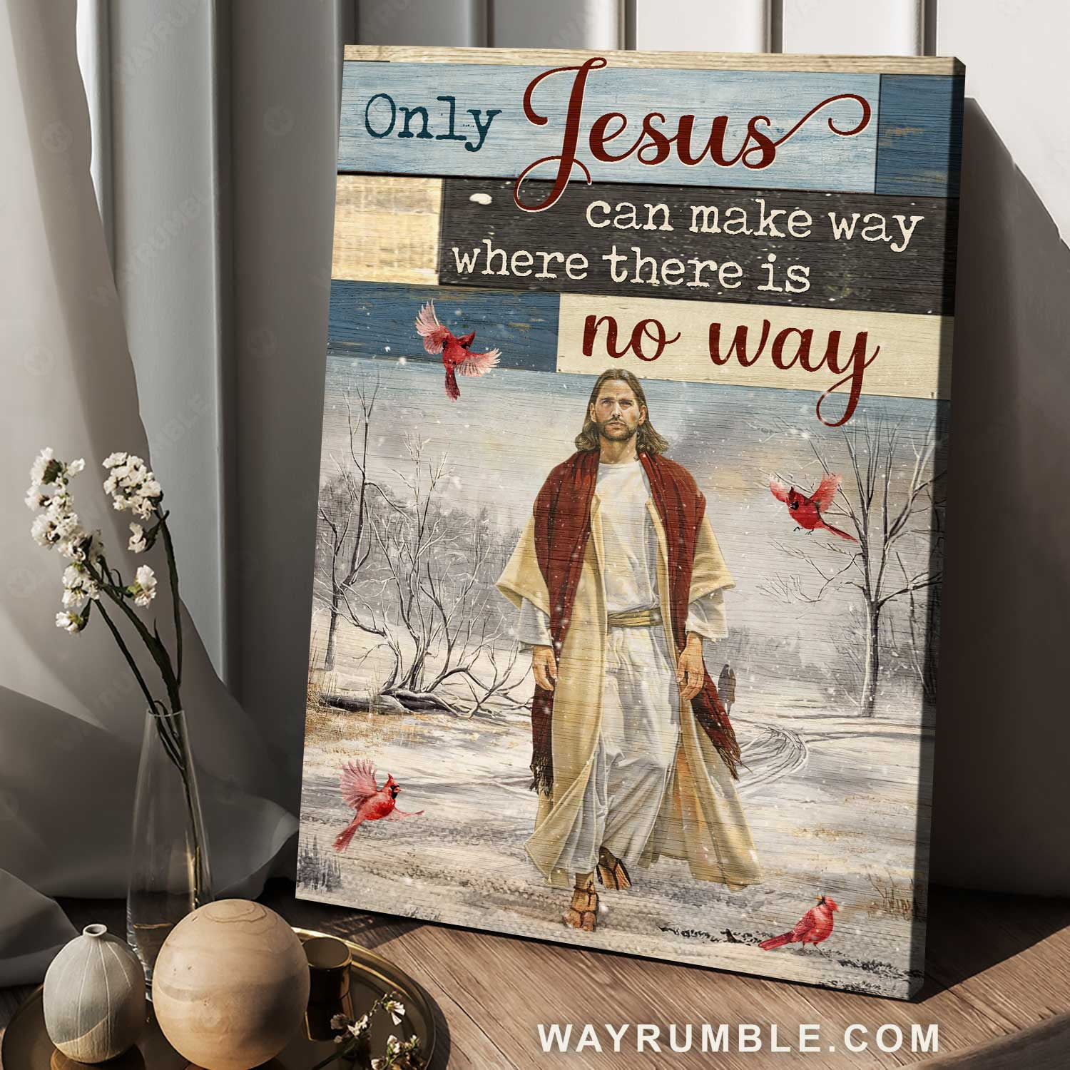 Beautiful Jesus painting, Red cardinal, Winter season, Only Jesus can ...