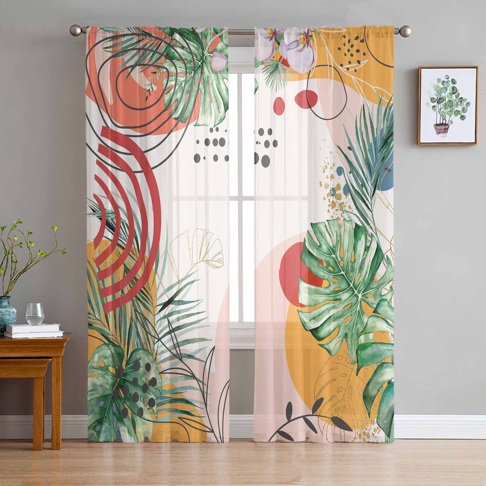 Beautiful Jungle Pattern Sheer Window Curtains For Living Room Bedroom ...