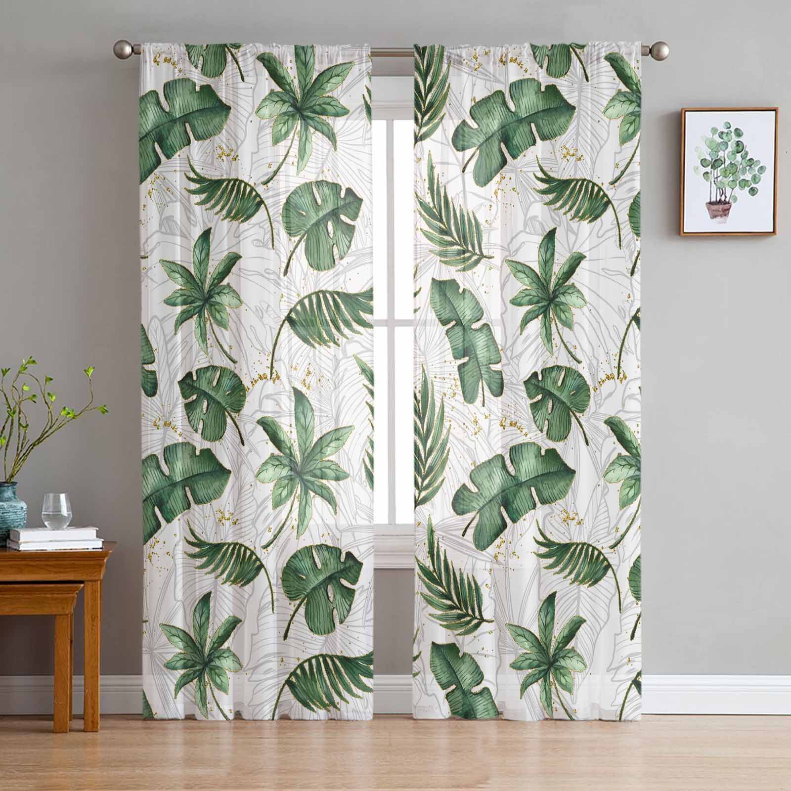Beautiful Jungle Pattern Sheer Window Curtains For Living Room Bedroom ...
