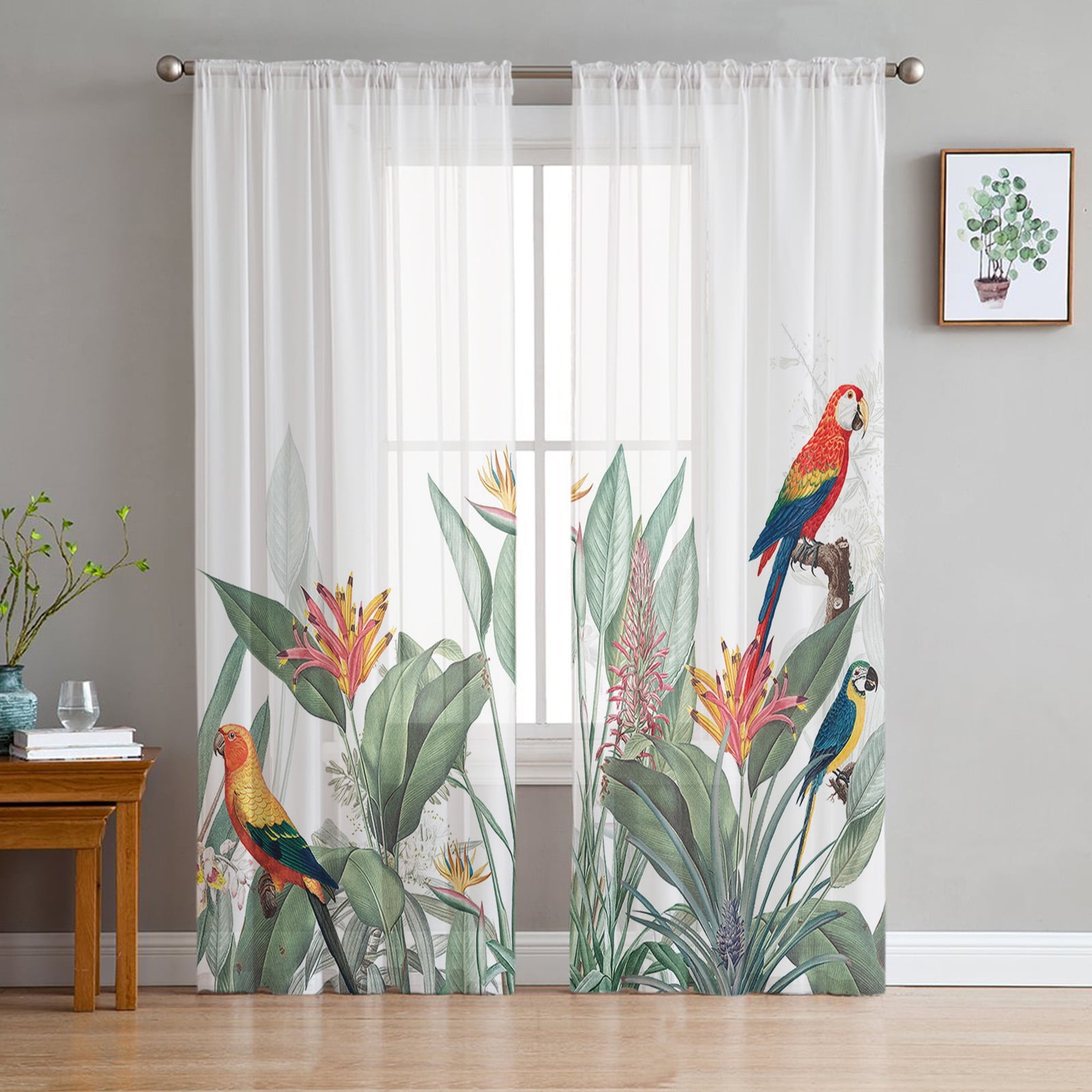 Beautiful Jungle Pattern Sheer Window Curtains For Living Room Bedroom ...