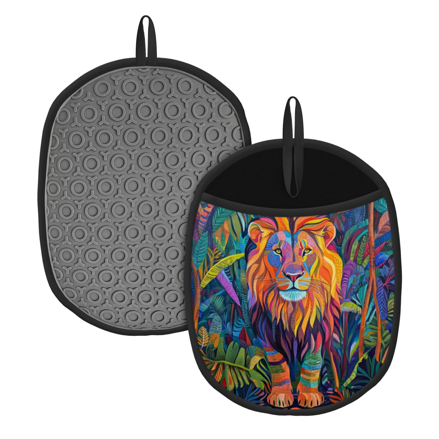 Beautiful Jungle - Themed Lion Kitchen Pot Mat, 7.5x9.4 in Kitchen Mat ...
