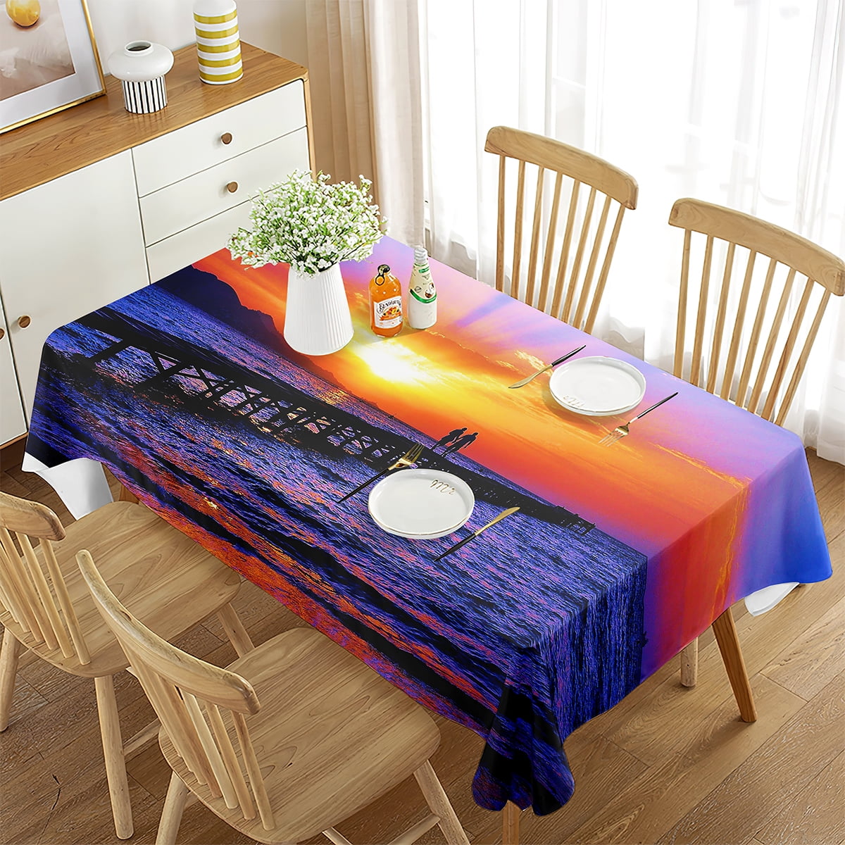 Beautiful Landscape Pattern Rectangular Waterproof Tablecloths For ...