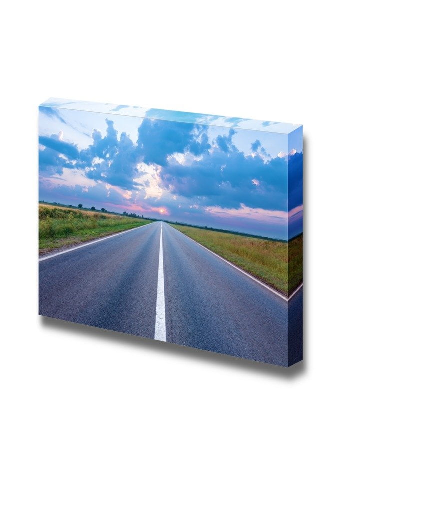 Beautiful Landscape Scenery Asphalt Road Highway Towards The Rising Sun ...