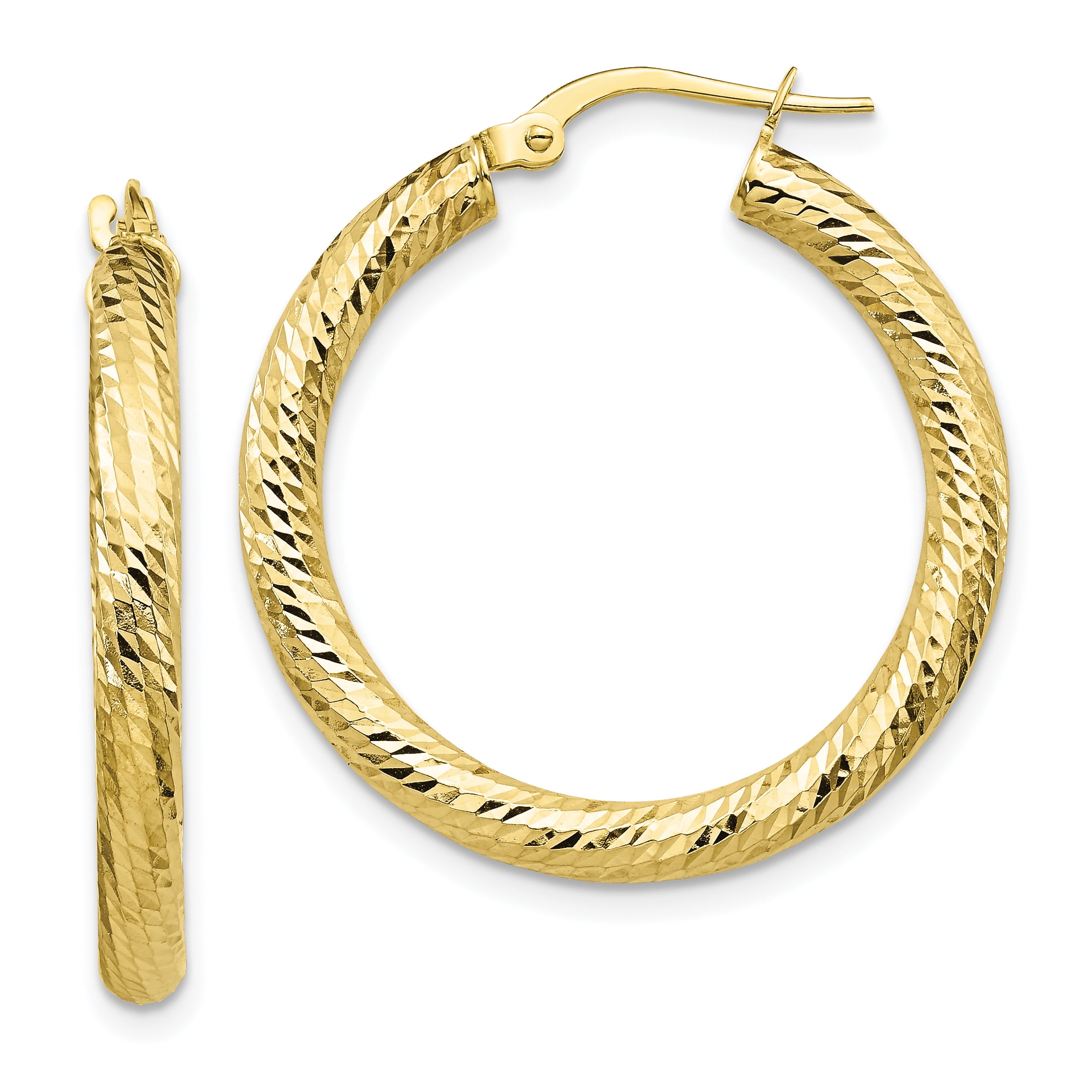 Beautiful Leslie's 10K 3x20 D/C Round Hoop Earrings - Walmart.com