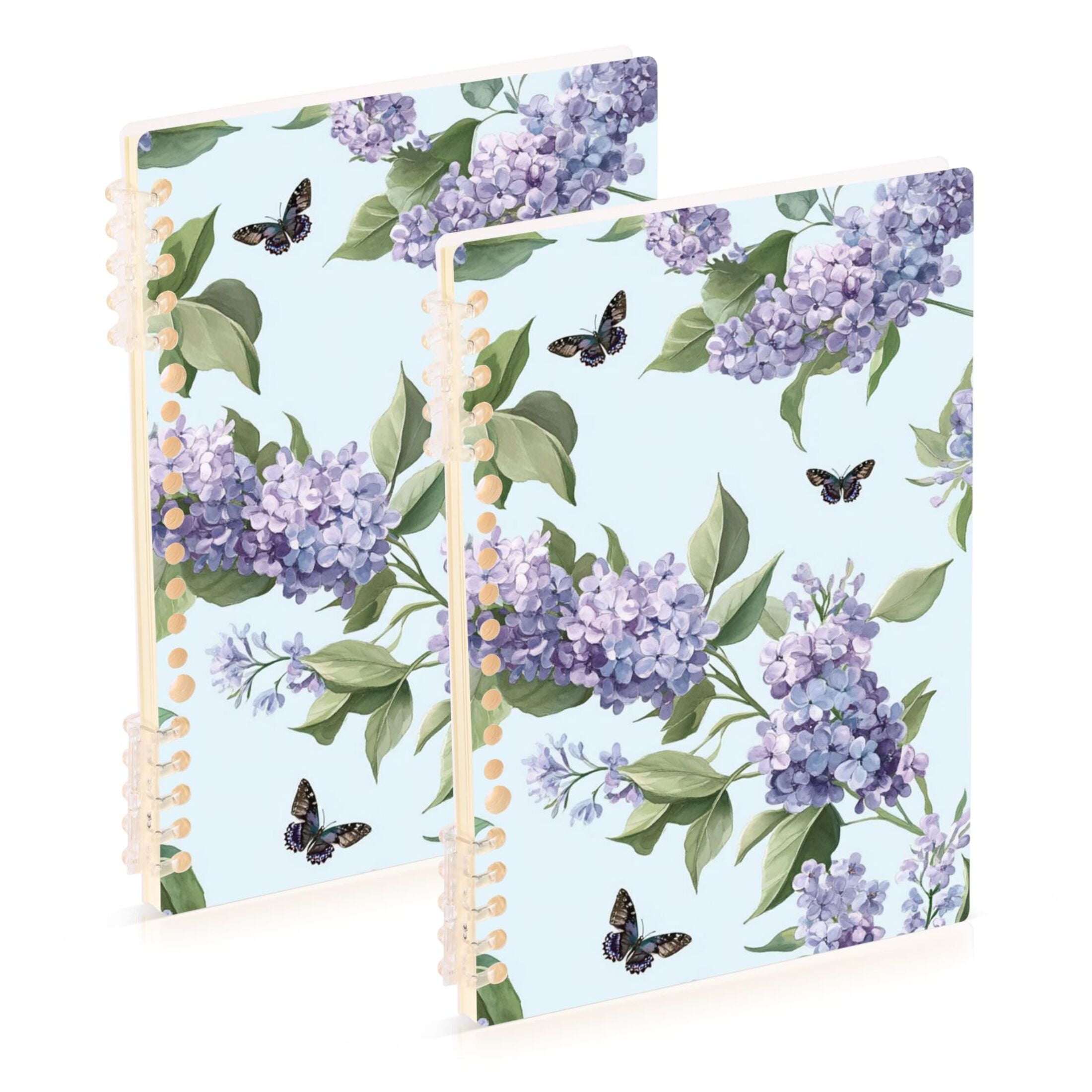 Beautiful Lilac Flowers and Butterflies Notebook Detachable Coil ...