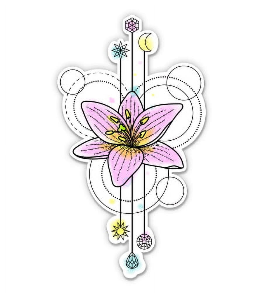 Beautiful Lily Flower Tattoo Design - 7" Vinyl Sticker - For Car Laptop ...