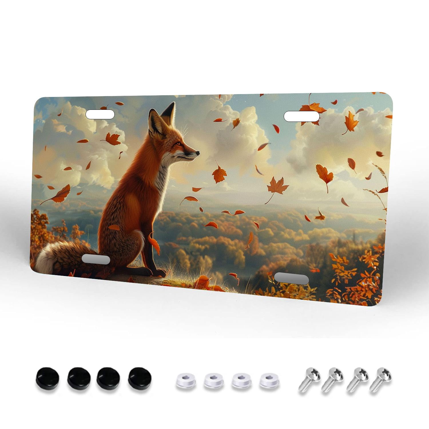 Beautiful Little Red Fox in with Fall Leaves Beautiful Plate Cover ...