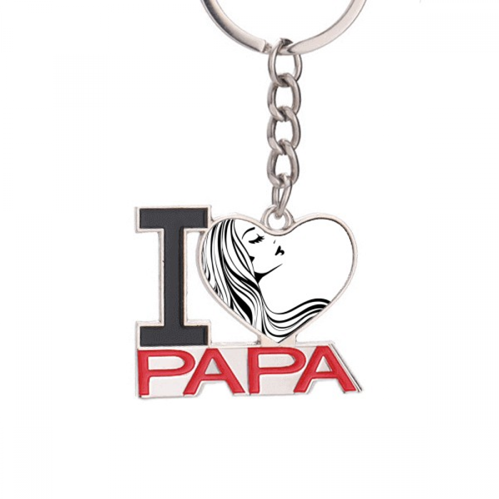 Beautiful Long Curly Hair Lady Outline Keychain Metal Keyring Holder ...