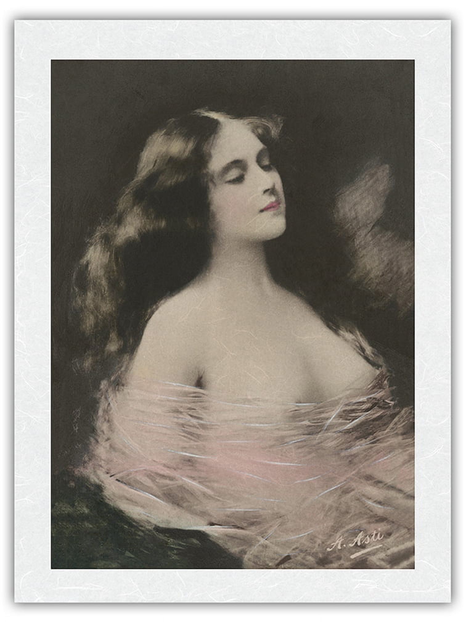 Beautiful Long Haired - Classic Vintage Hand-Colored Portrait - From a ...