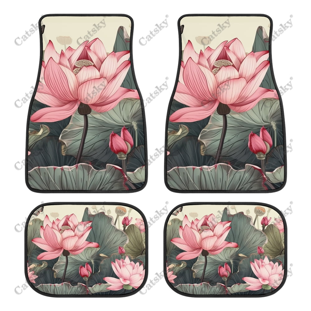 Beautiful Lotus Flower Car Auto Floor Mats Carpet Customized Car Floor ...