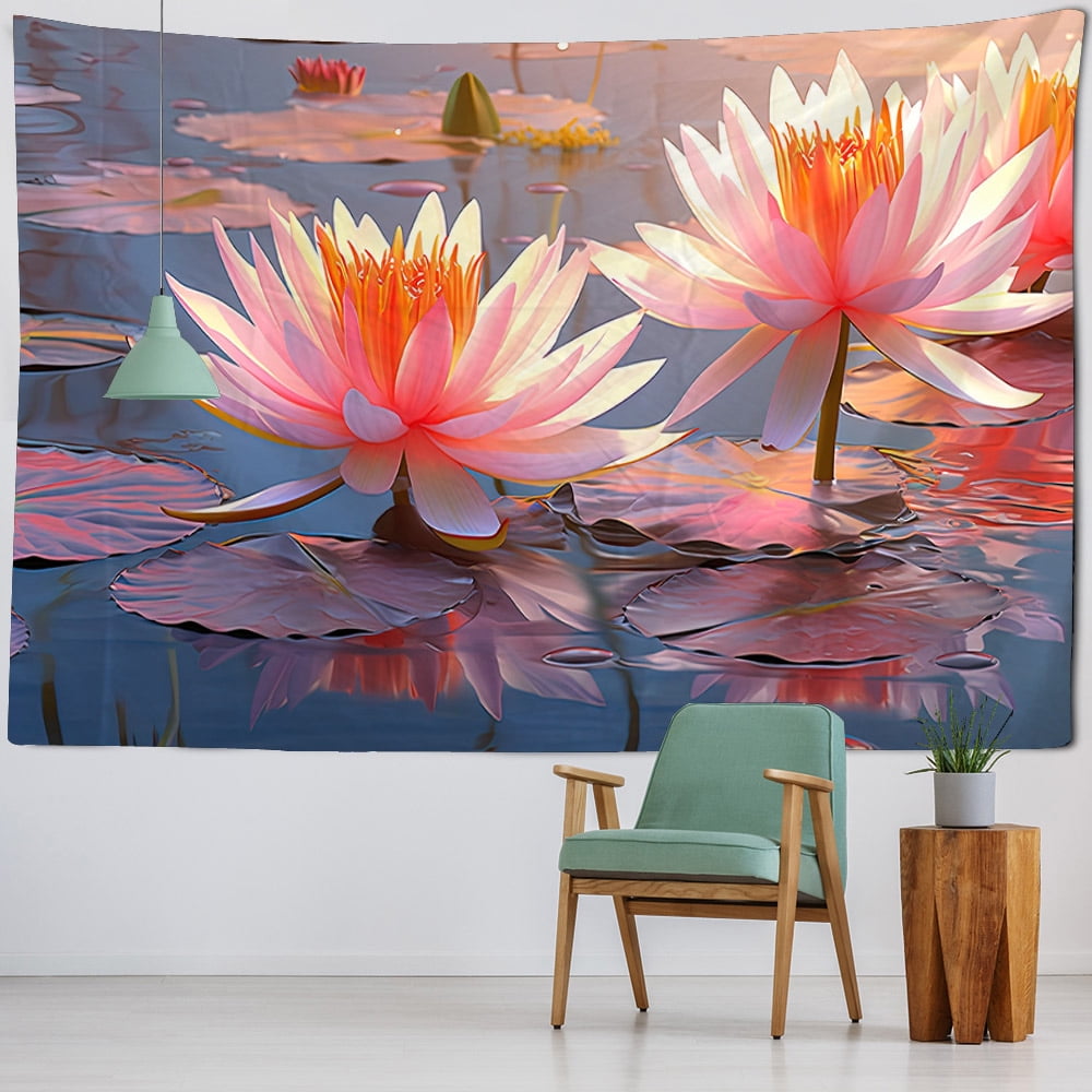 Beautiful Lotus tapestry landscape wall hanging cloth dreamy hippie ...