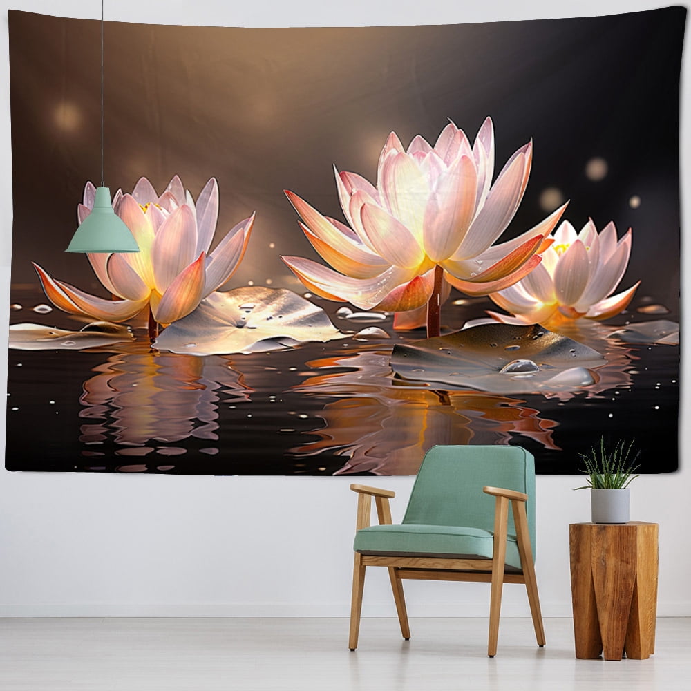 Beautiful Lotus tapestry landscape wall hanging cloth dreamy hippie ...