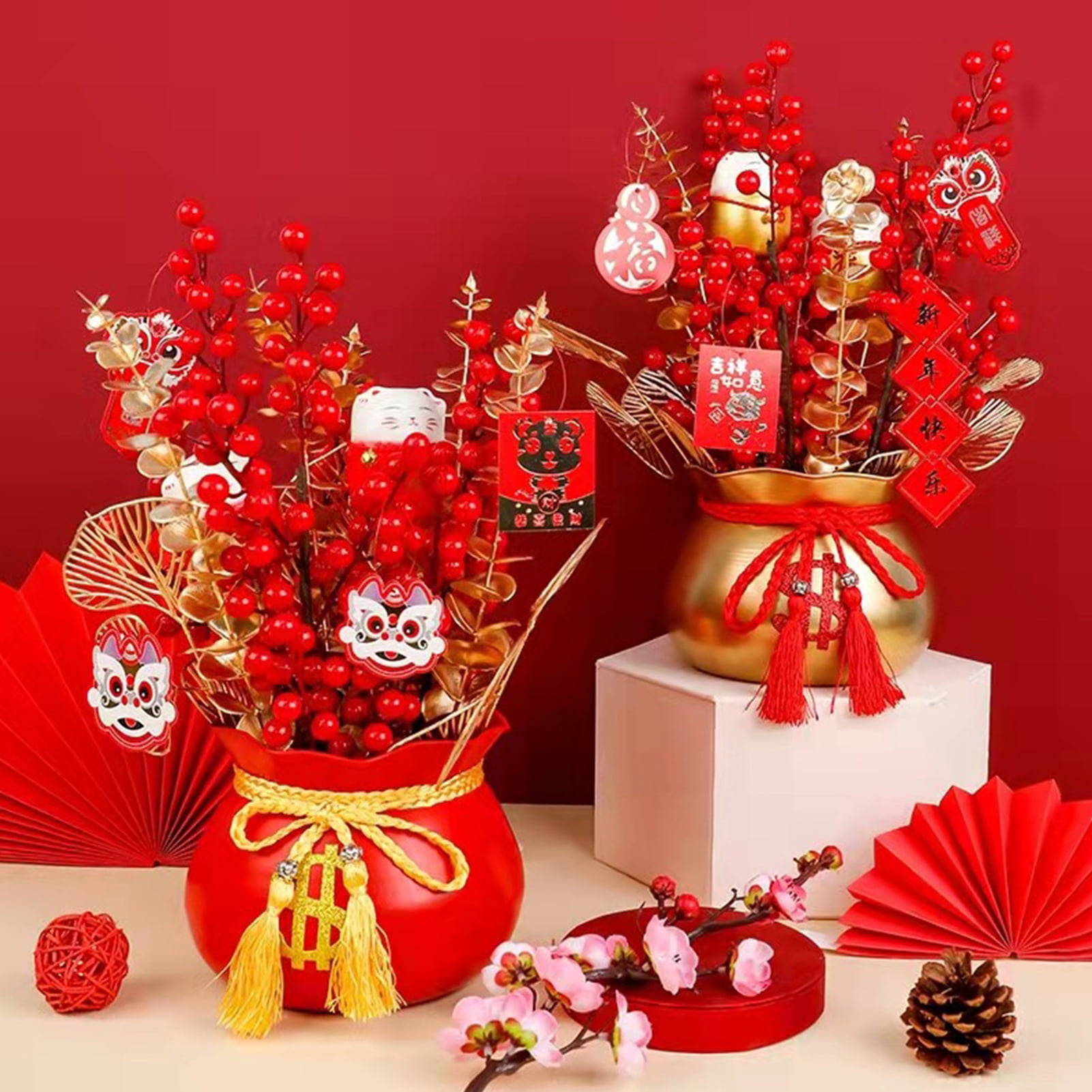 Beautiful Lucky Bag Shape Arranging Flower Bucket - New Year Style ...