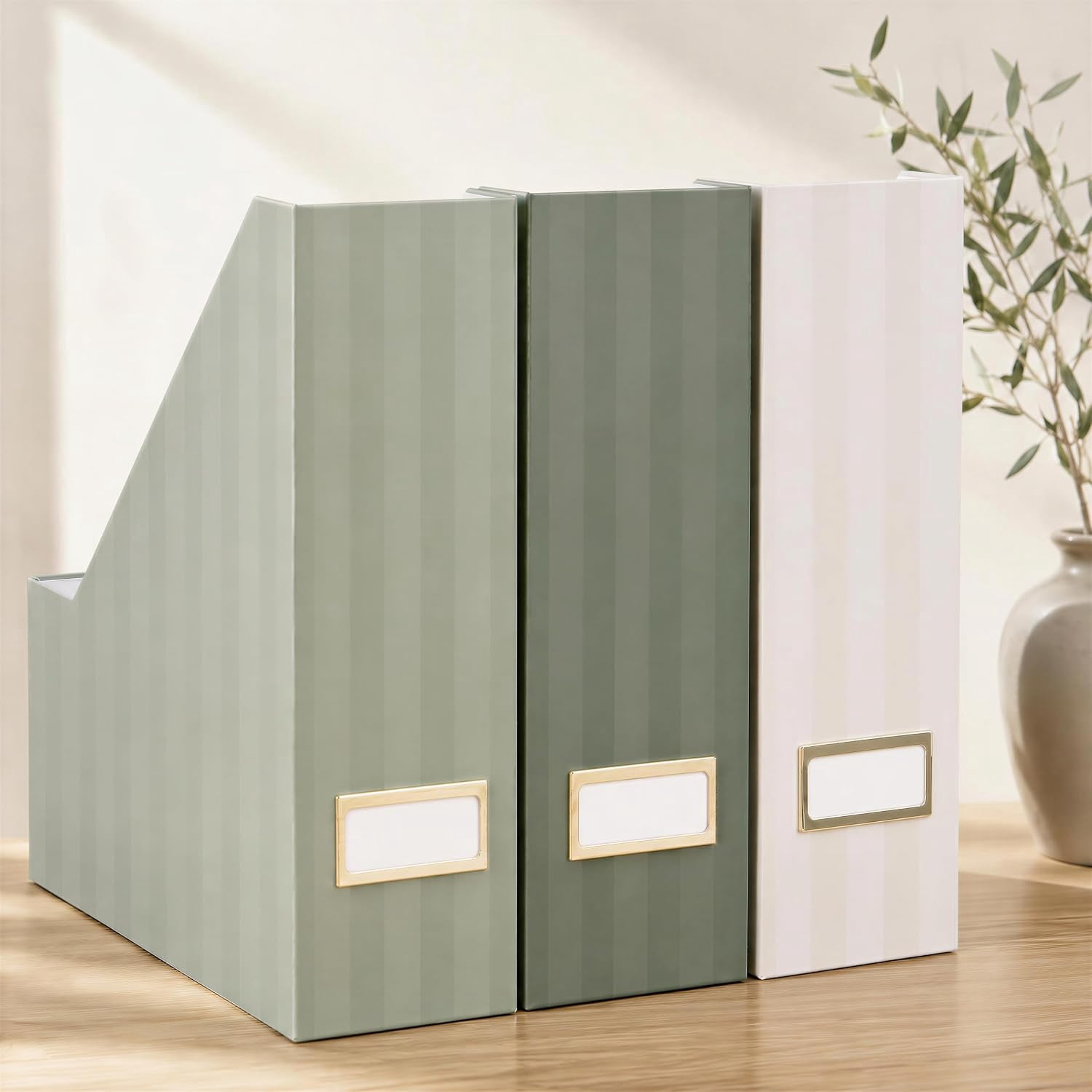 Beautiful Magazine Holder Set of 3 - Sturdy File Holder to Organize ...