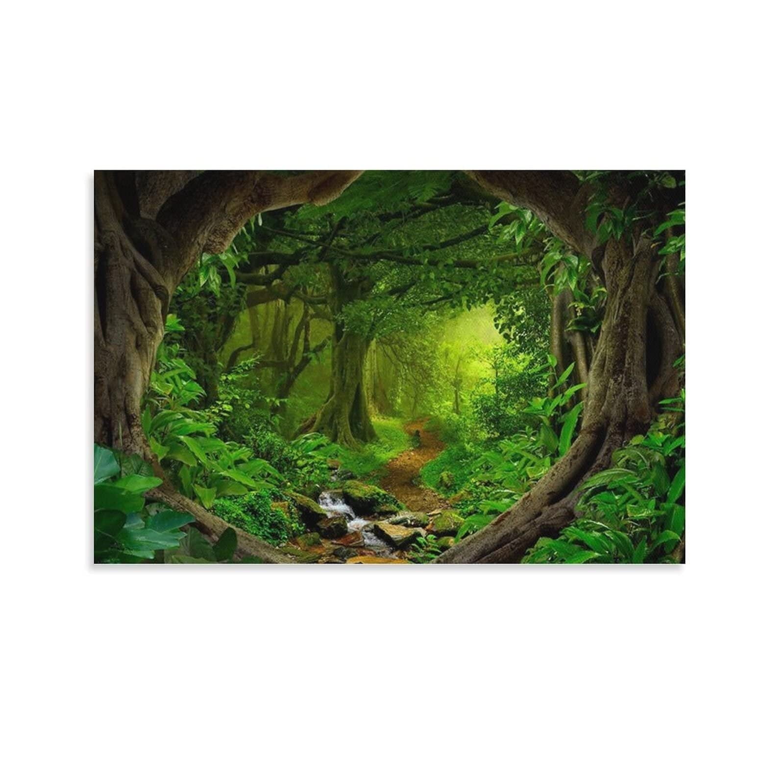 Beautiful Magical Fairy Forest Canvas Landscape Poster Fantasy Forest Wall Art Magic Forest ...