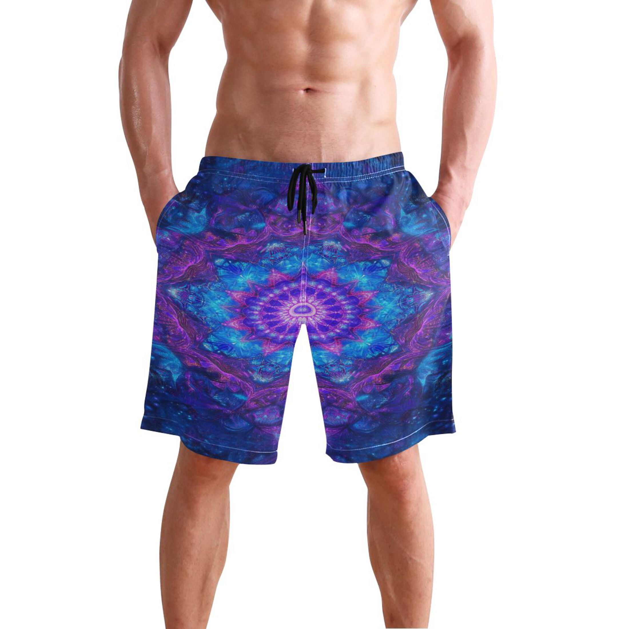 Beautiful Mandala Flowers Men's Swim Trunks Beach Shorts Bathing ...