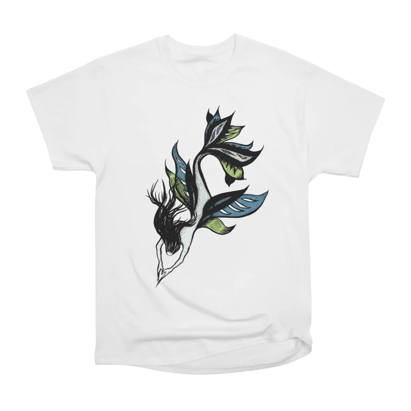Beautiful Mermaid Drawn Tattoo Style In Blue Green T-Shirt Tee Gift For ...