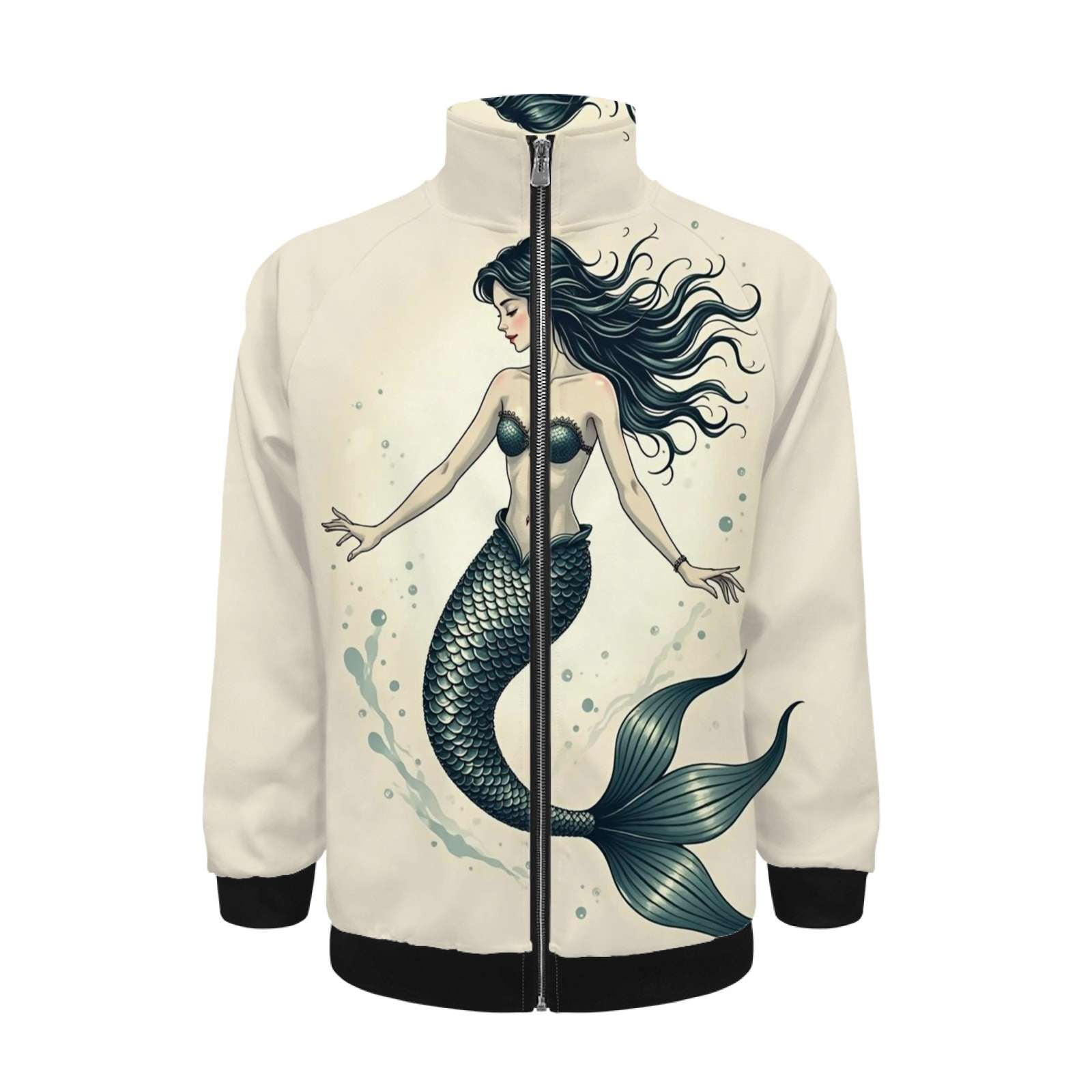 Beautiful Mermaid Jacket Men's Street Cool Long Sleeves Coat Personality Tops Oversized Zipper ...