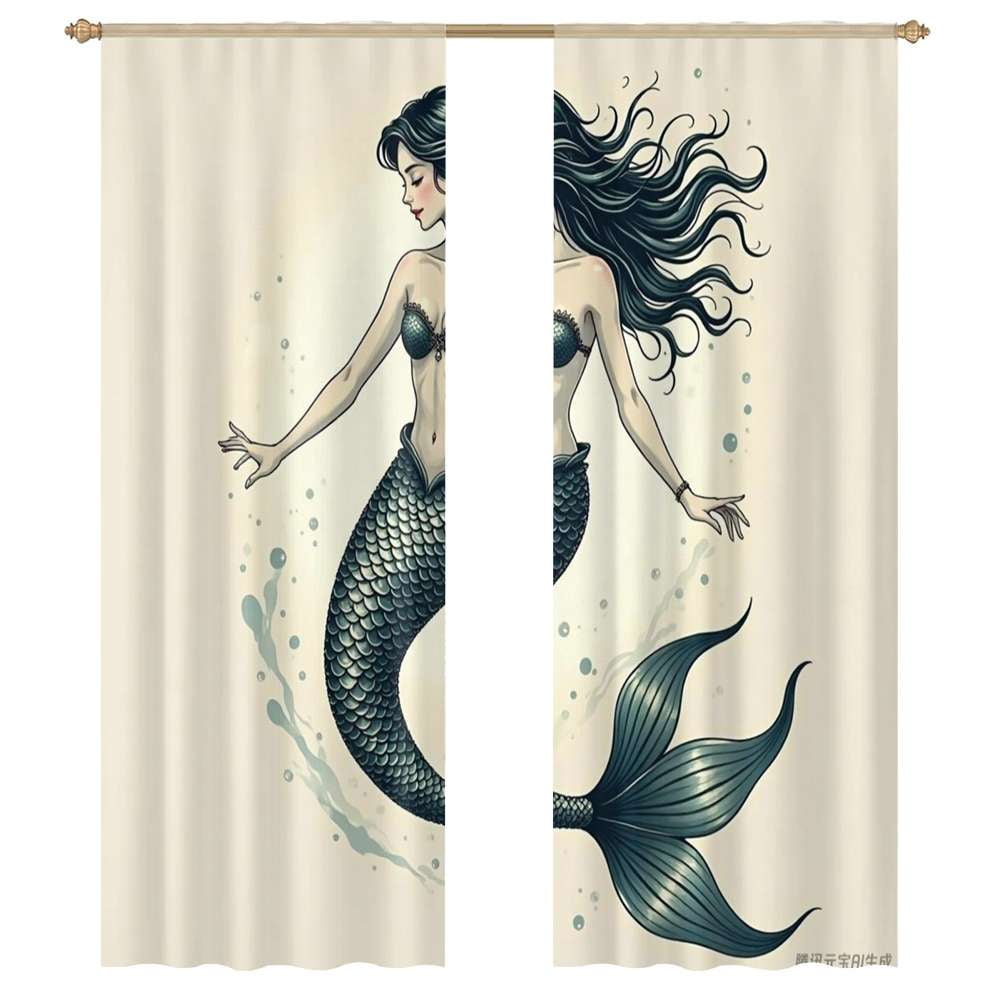 Beautiful Mermaid Sheer Voile Curtain Window Tulle Curtains For Living ...