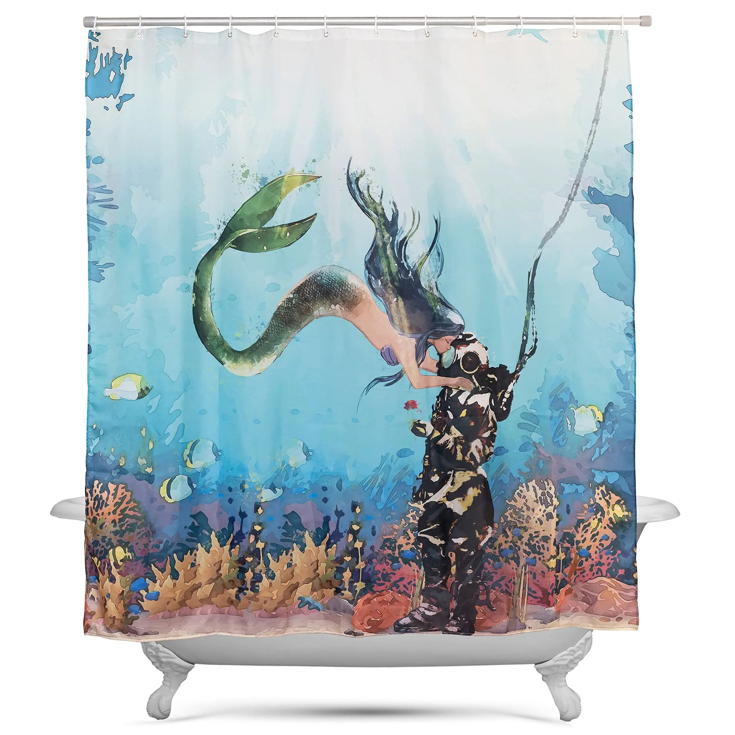 Beautiful Mermaid Shower Curtain Jellyfabric Bathroom Curtains With