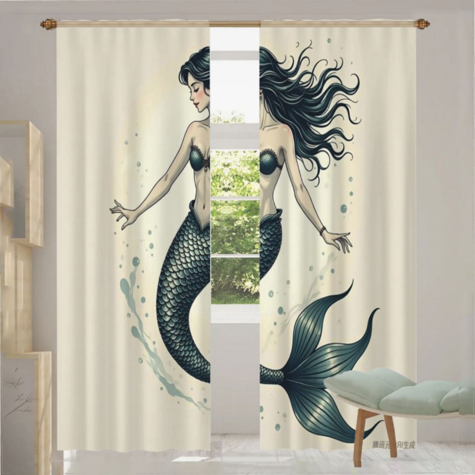 Beautiful Mermaid Tulle Curtain for Living Room Bedroom Decor Sheer ...