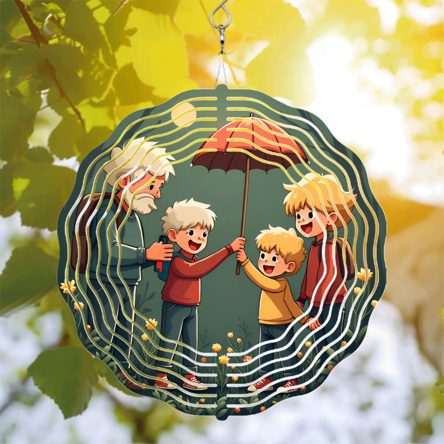 Beautiful Metal Hanging Wind Spinners with Circular Pattern Design ...