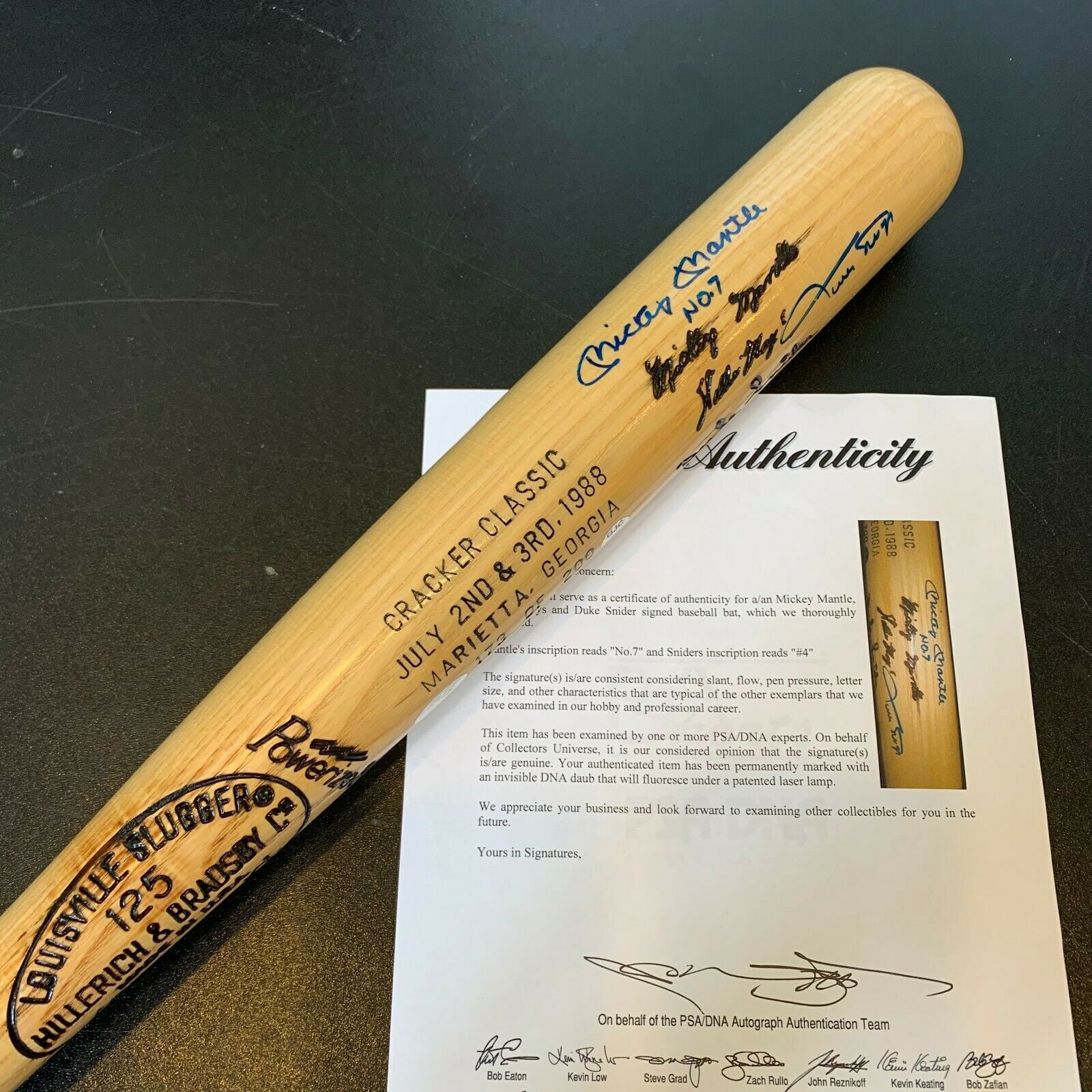 Beautiful Mickey Mantle Willie Mays Duke Snider Signed Bat With PSA DNA ...