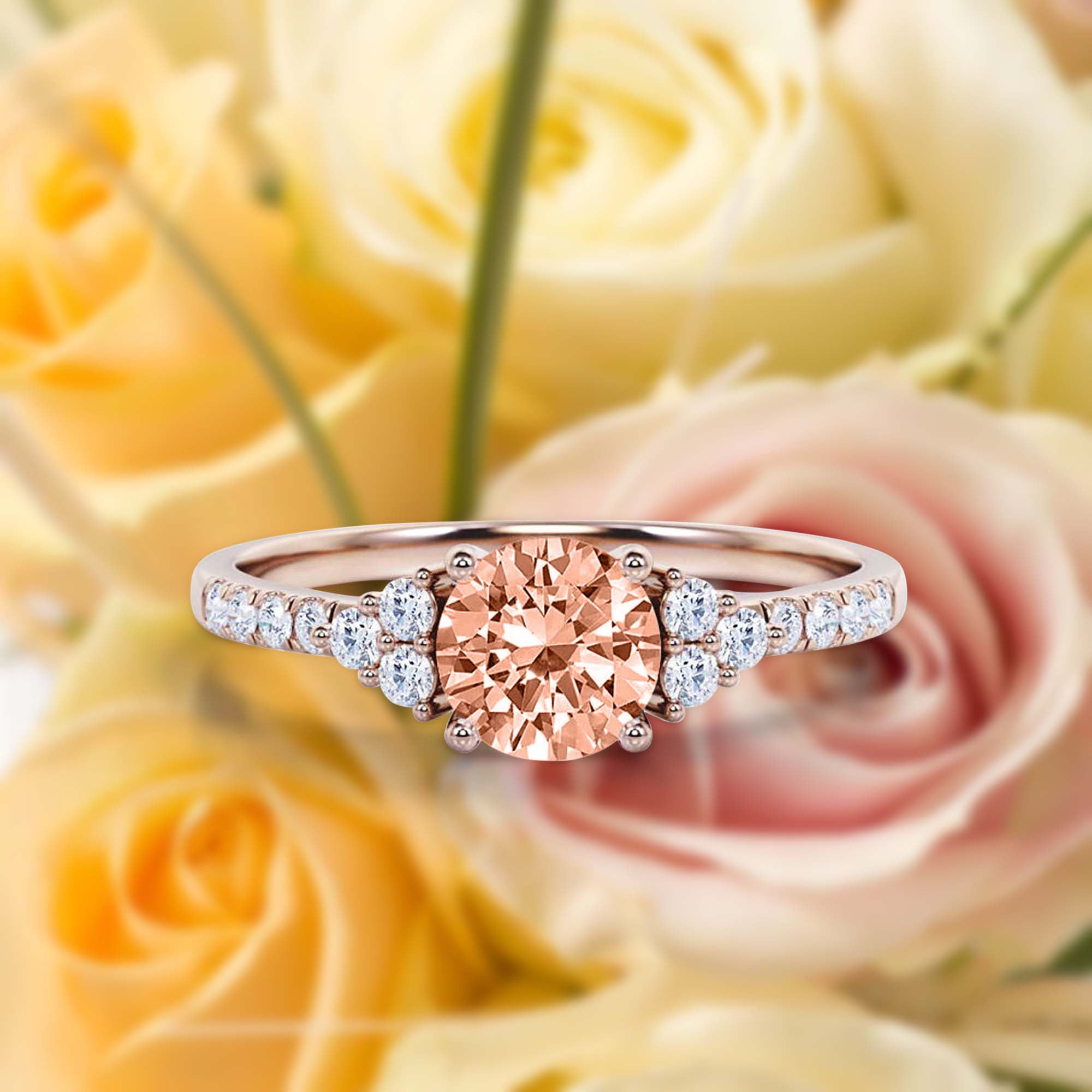 Beautiful Mid-century 1.25 Carat Round Cut Morganite And Diamond ...