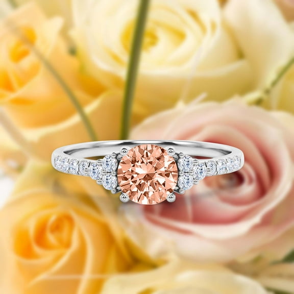 Art Deco 1.25 Carat Emerald Cut Morganite And Diamond Moissanite Thin ...