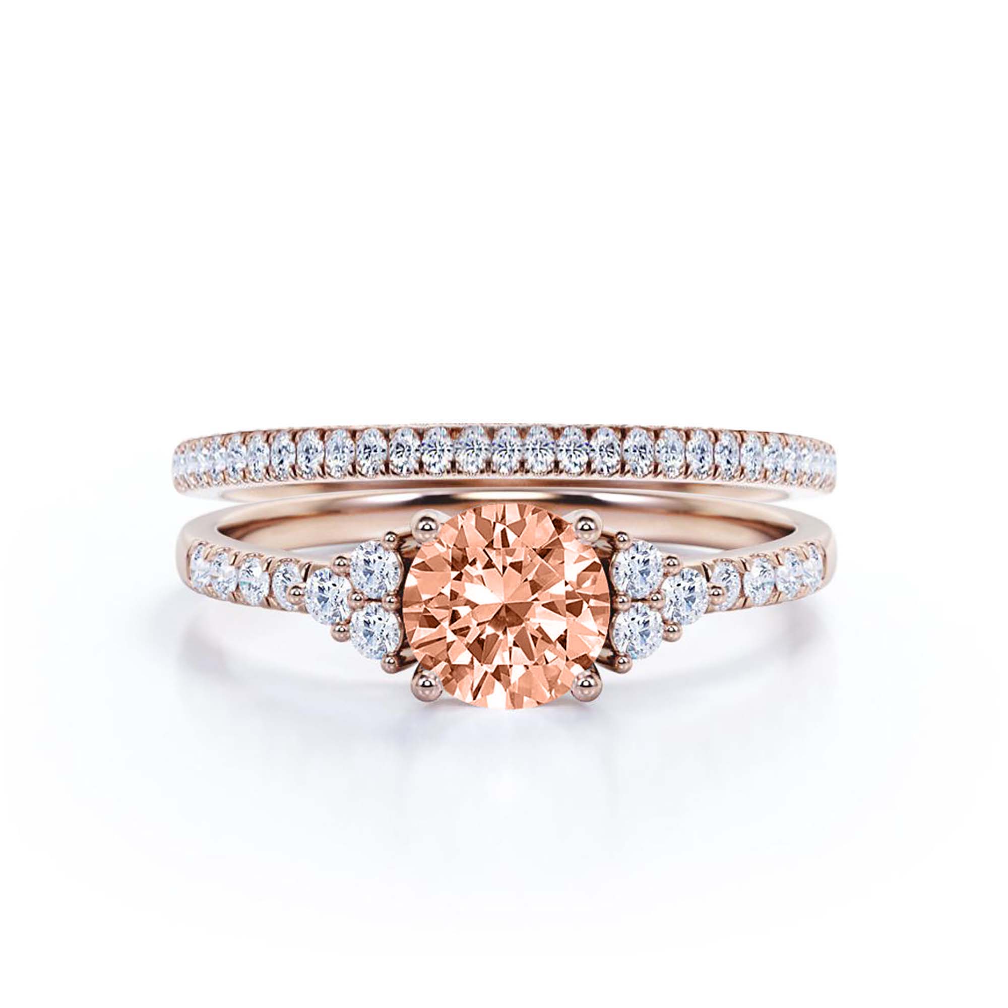 Beautiful Mid-century 1.75 Carat Round Cut Morganite And Diamond ...