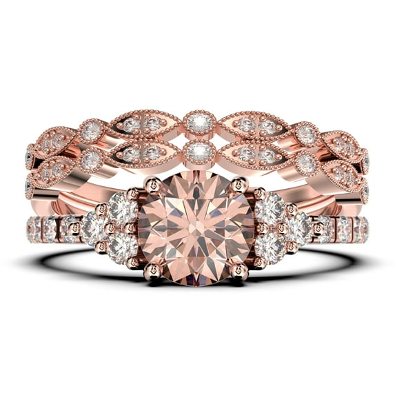 Beautiful Mid-century 2.25 Carat Round Cut Morganite And Diamond ...