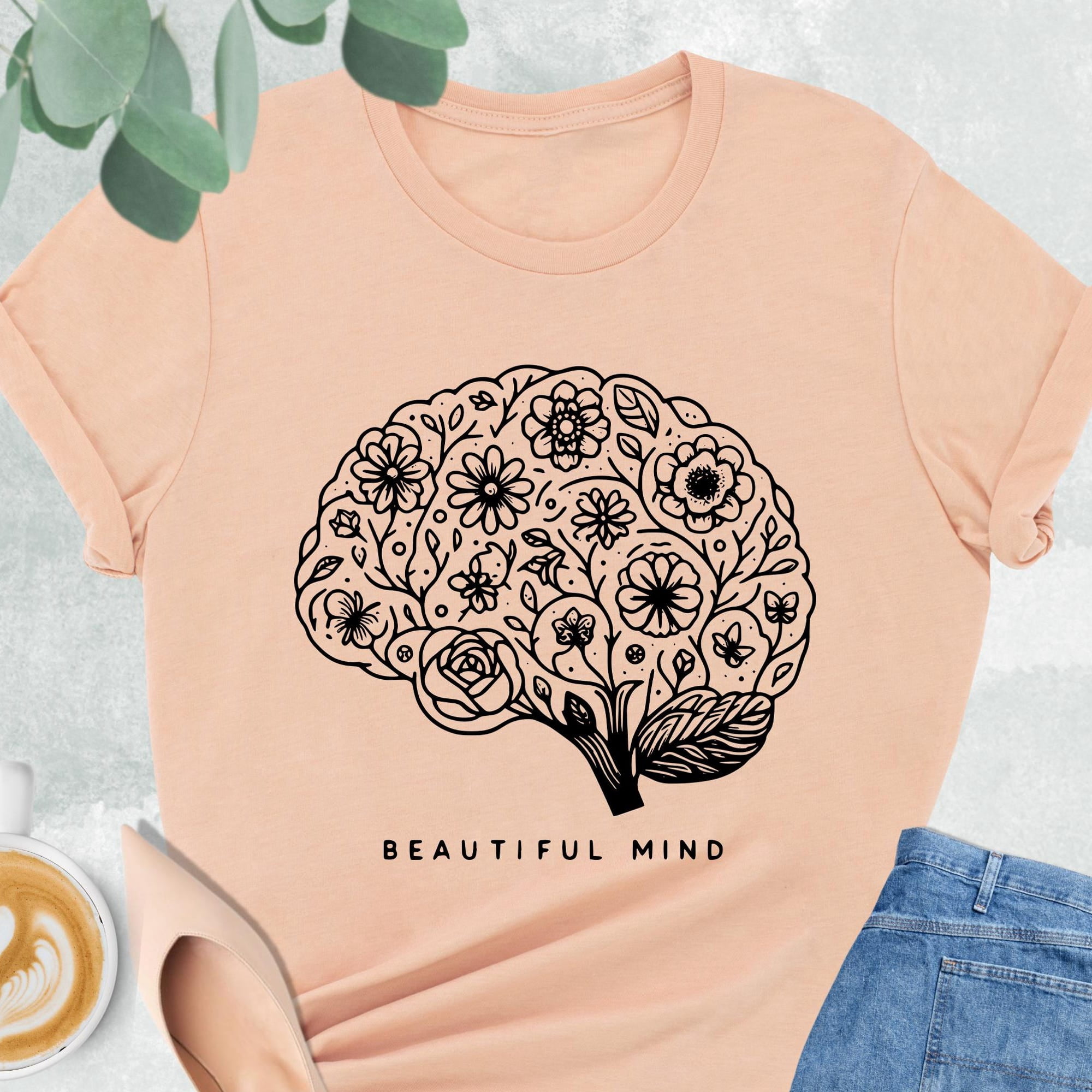 Beautiful Mind Shirt Floral Brain Shirt Mental Health Gift Alzheimers ...