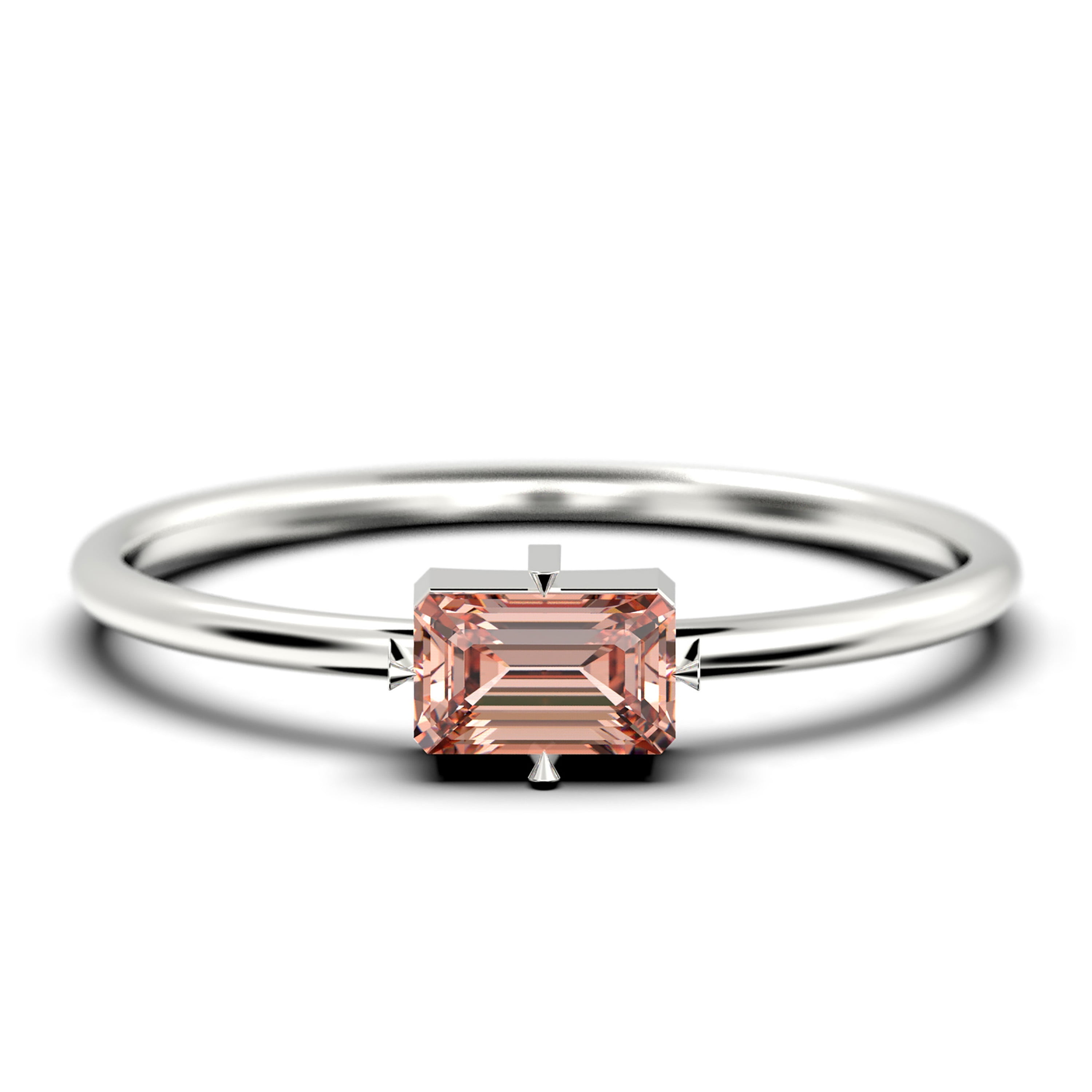 Beautiful Minimalist 0.70 Carat Baguette Cut Morganite And Diamond ...