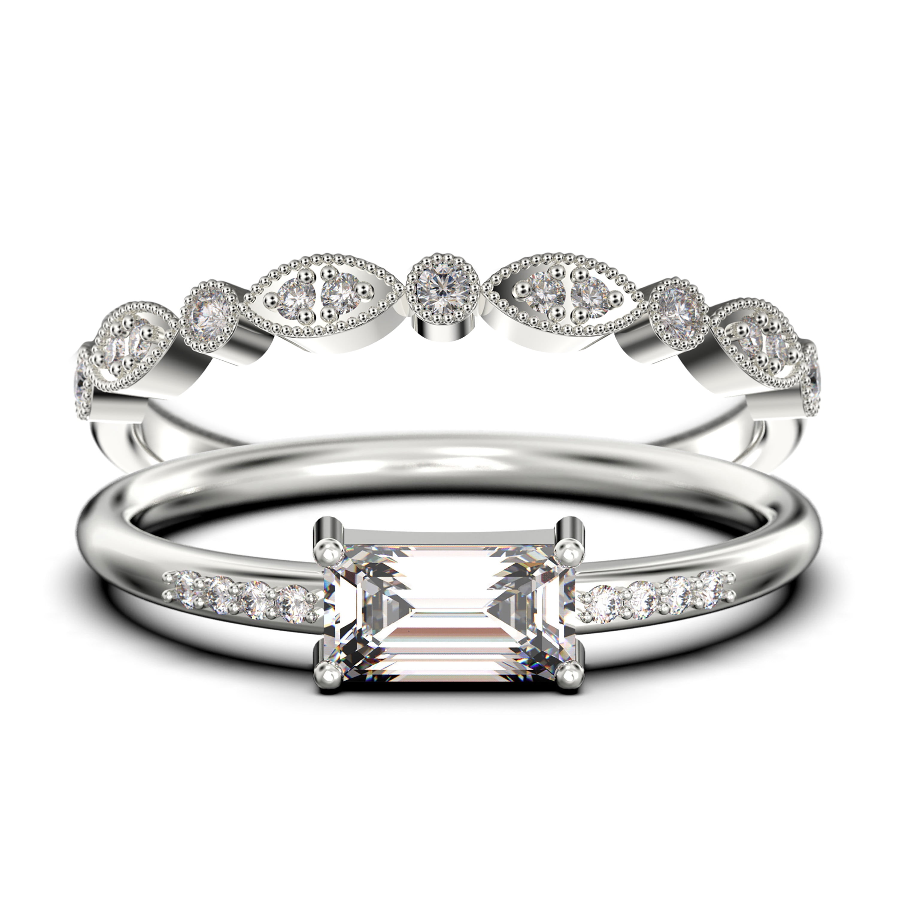 Beautiful Minimalist 1.45 Carat Emerald Cut Diamond Moissanite ...