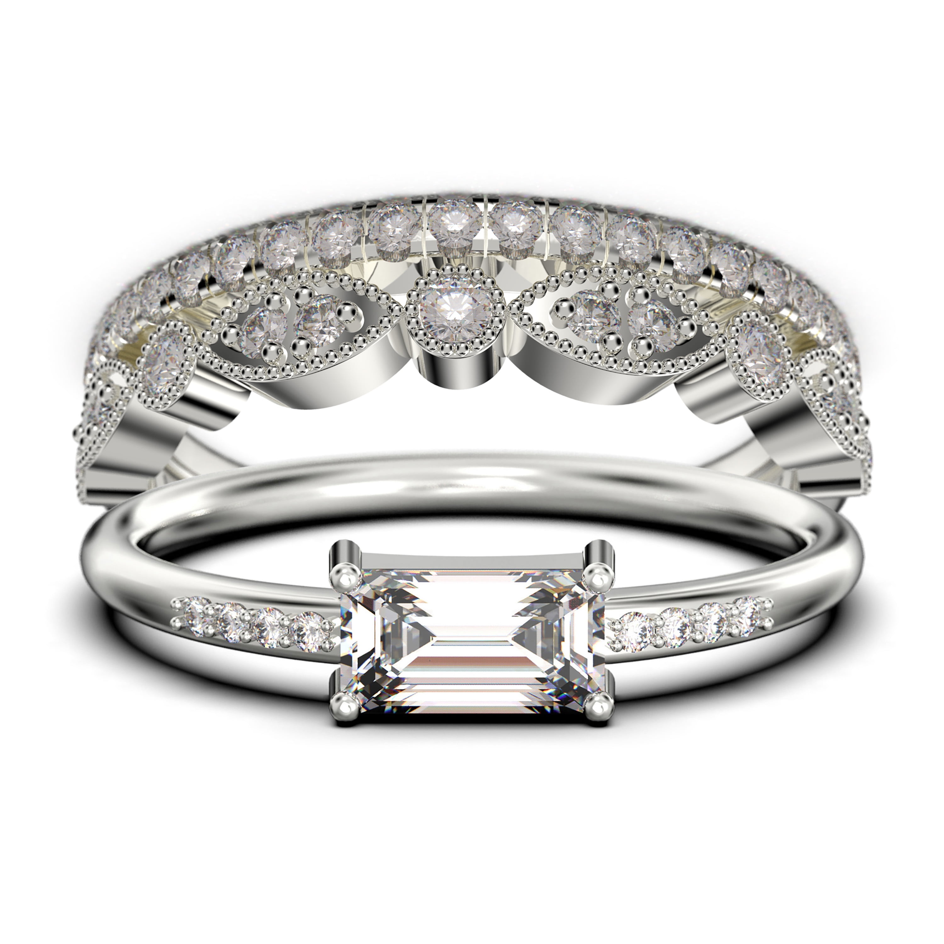 Beautiful Minimalist 1.95 Carat Emerald Cut Diamond Moissanite ...