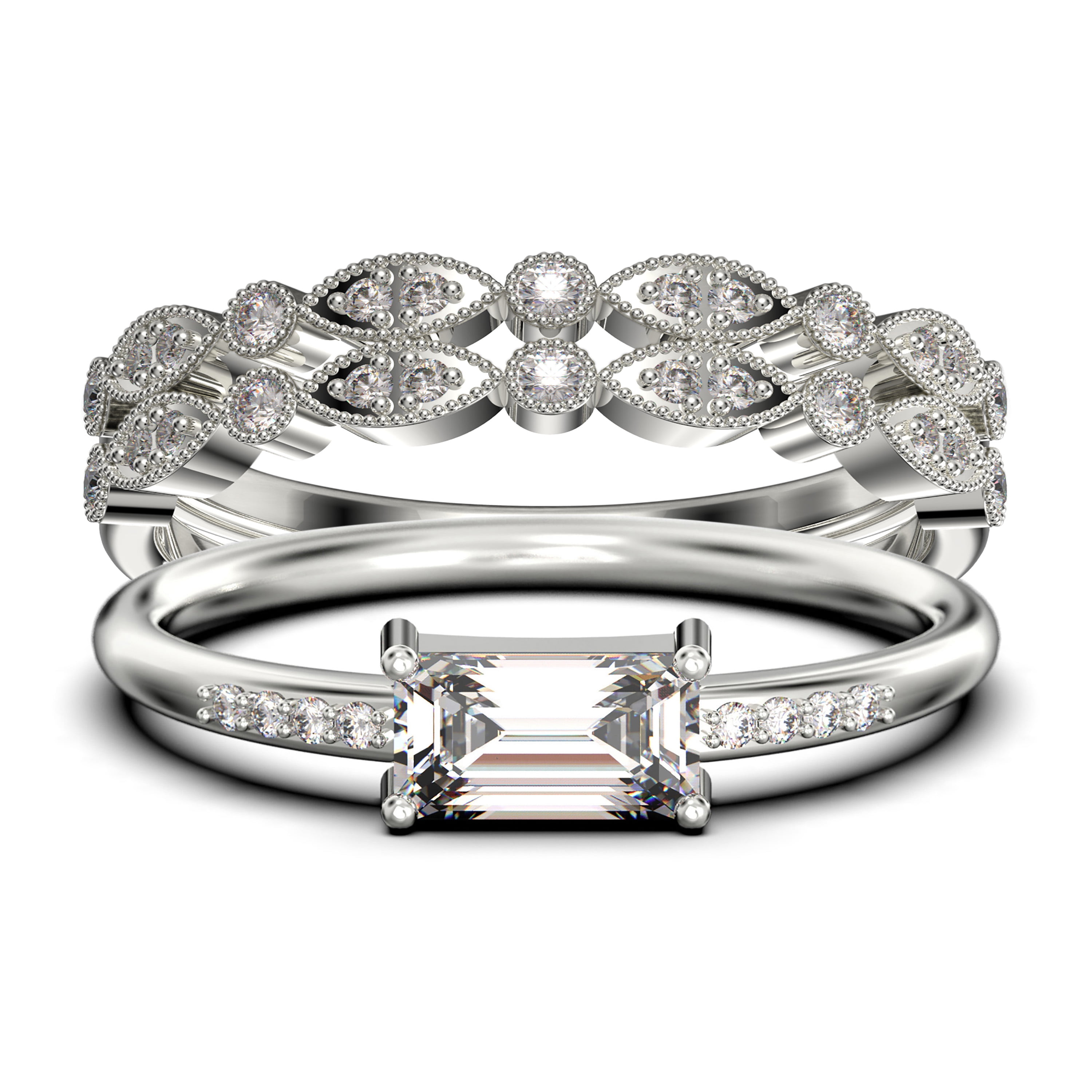 Beautiful Minimalist 1.95 Carat Emerald Cut Diamond Moissanite ...