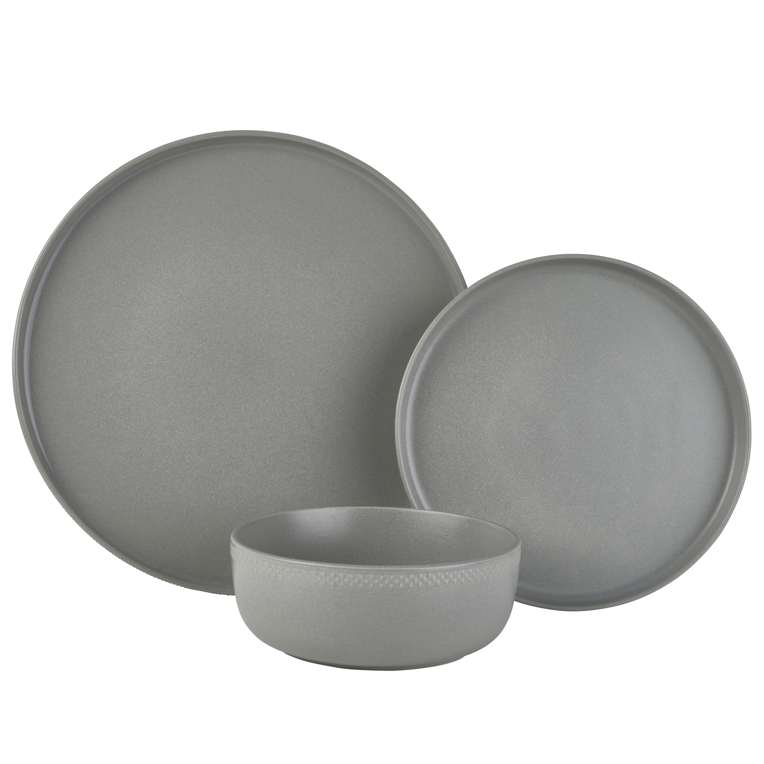 Beautiful Modern Dots 12 Piece Stoneware Dinnerware Set Cornflower Blue