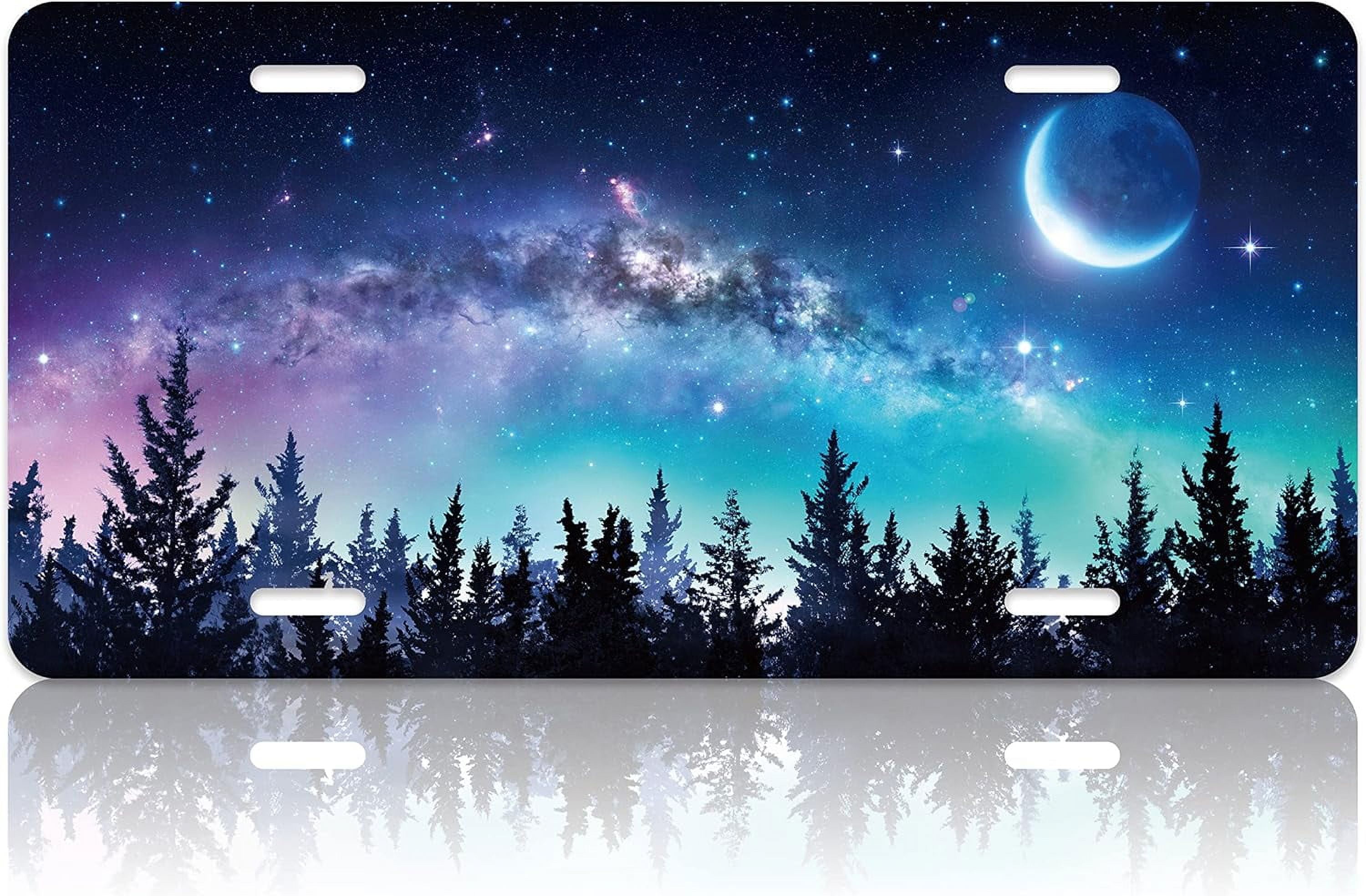 Beautiful Moon Phases Car Front License Plate Cover Colorful Mountain ...