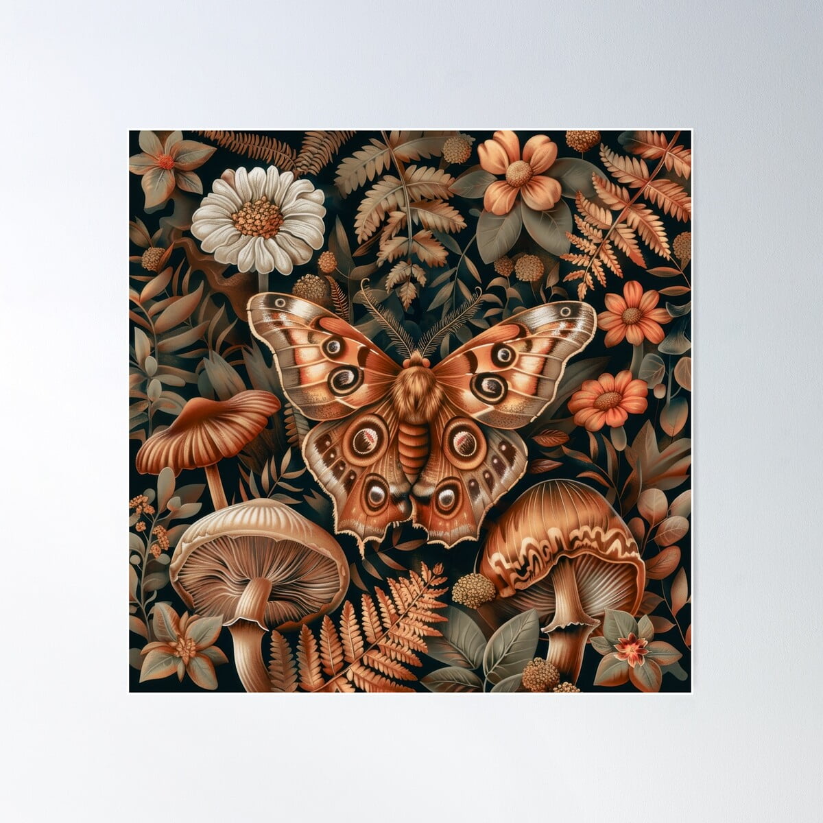 Beautiful Moth In Whimsical Forest Poster Wall Art, Modern Wall Decor ...
